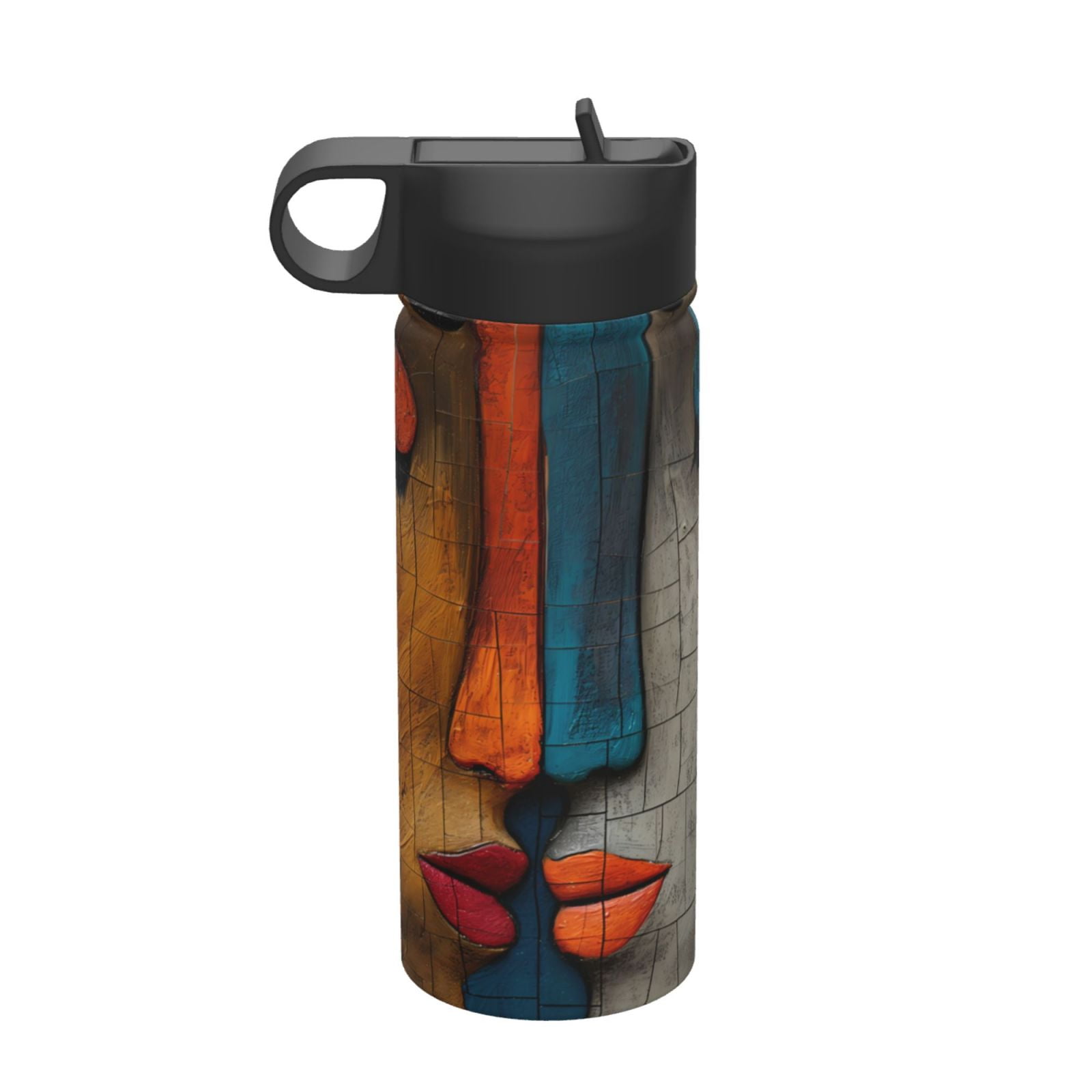 Qokaie Abstract Colorful Duality Pattern 18oz Insulated Water Bottle ...