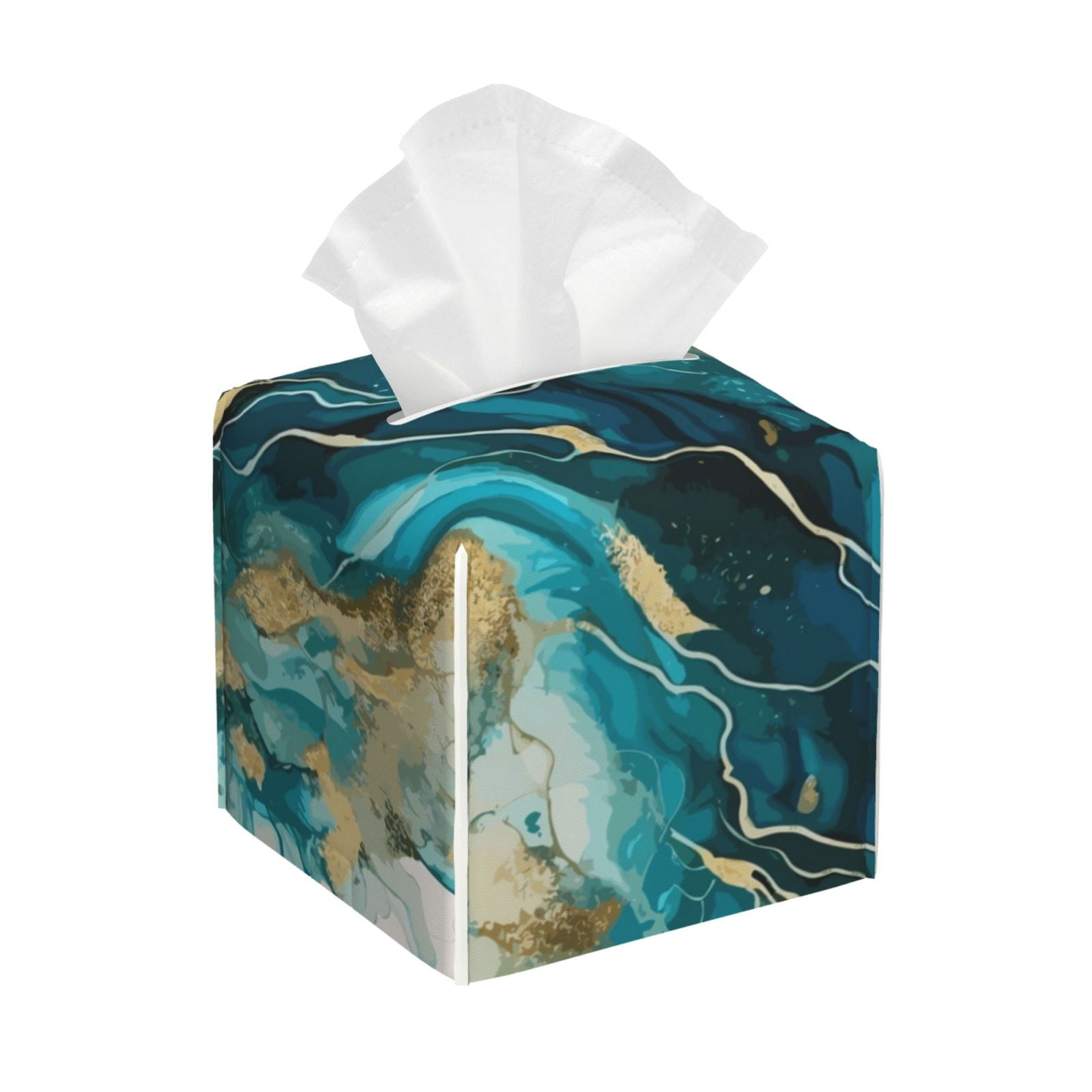 Qokaie Abstract Ocean Currents Print Tissue Box Cover, Refined Modern ...