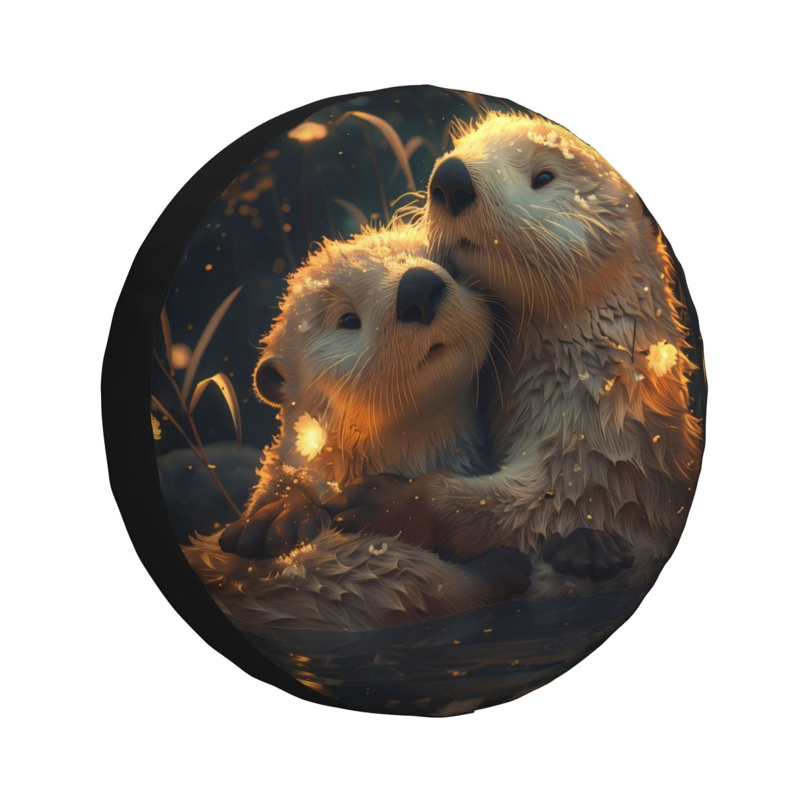 Qokaie Adorable Otter Pair Hug Pattern Tire Cover, Waterproof Leather ...