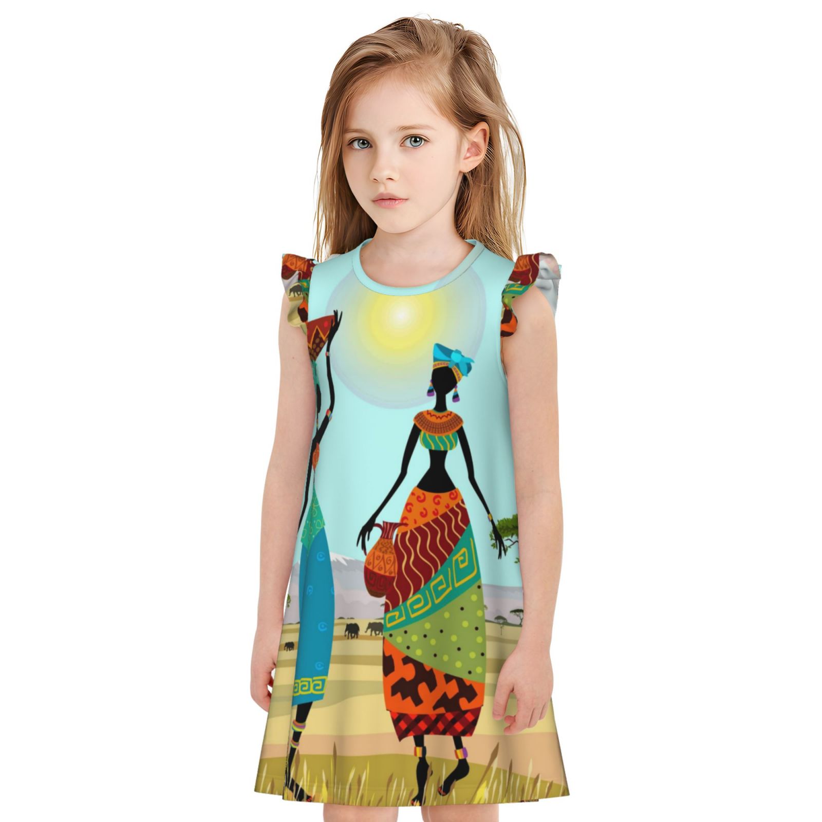 Qokaie African Women Print Girls Nightgowns, Nightgown Princess Pajama ...