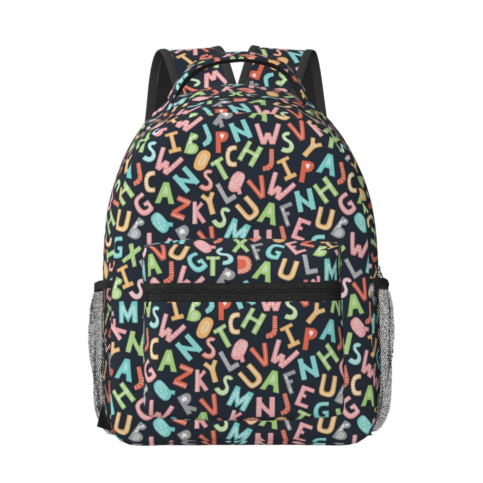 Qokaie Alphabet Style School Backpack Travel Bag for Men & Women ...