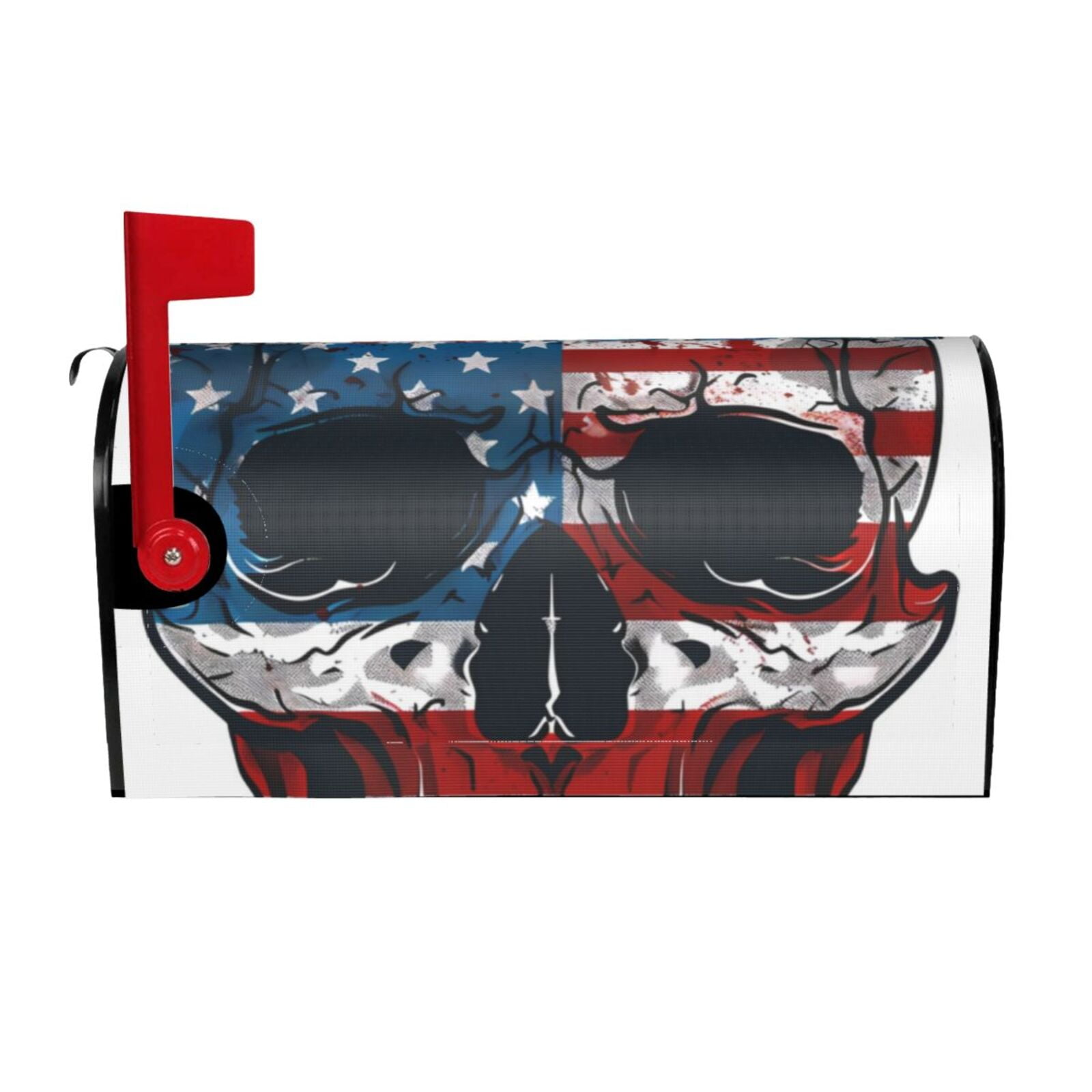 Qokaie American Flag Skull Printed Mailbox Cover Magnetic Mailbox for ...
