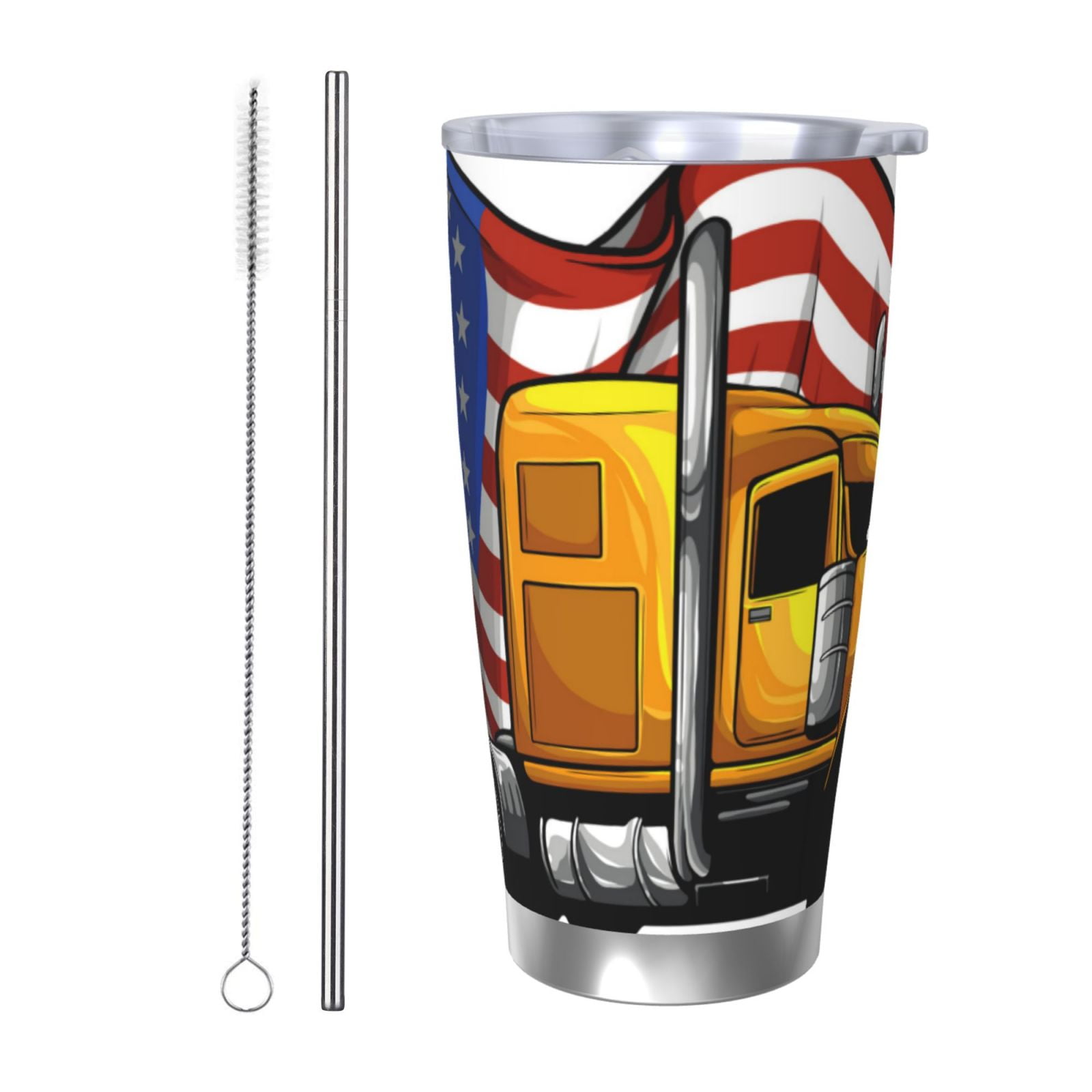 Qokaie American Truck Pattern 20 Oz Coffee Car Insulated Coffee Cup ...
