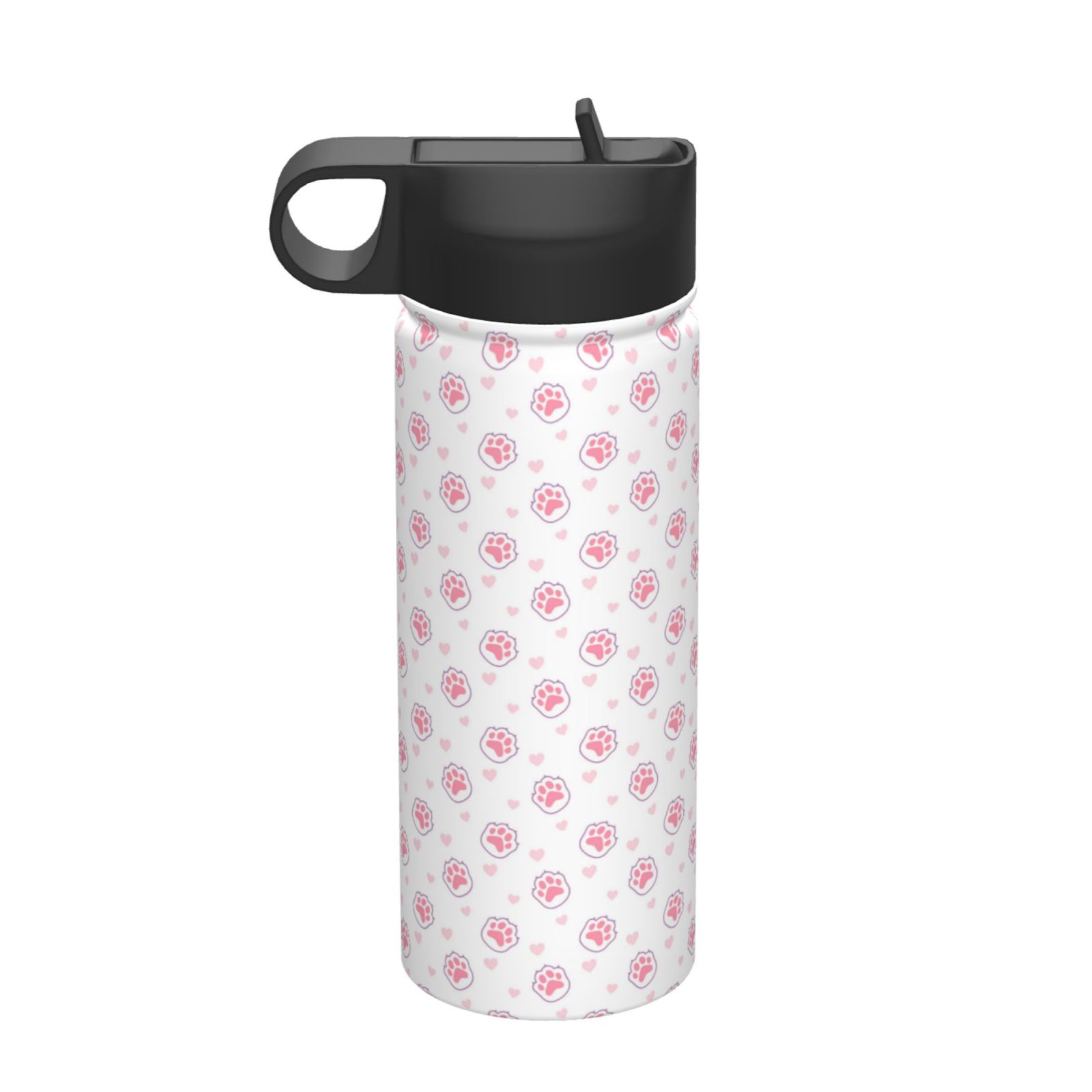 Qokaie Animal Pink Color Paw Pattern 18oz Insulated Water Bottle ...