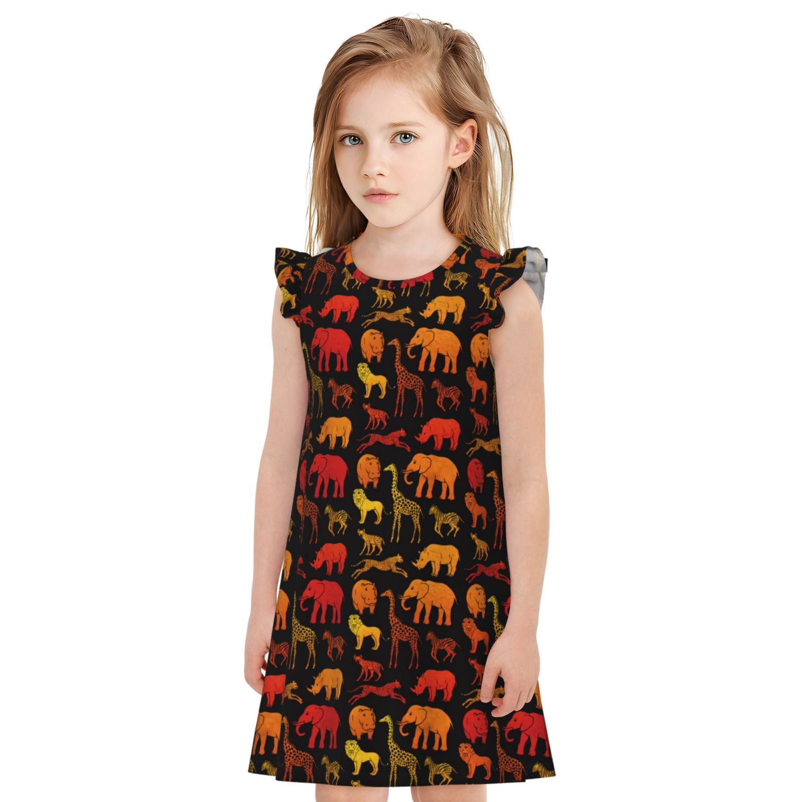 Qokaie Animal Print Girls Nightgowns, Nightgown Princess Pajama Dresses ...