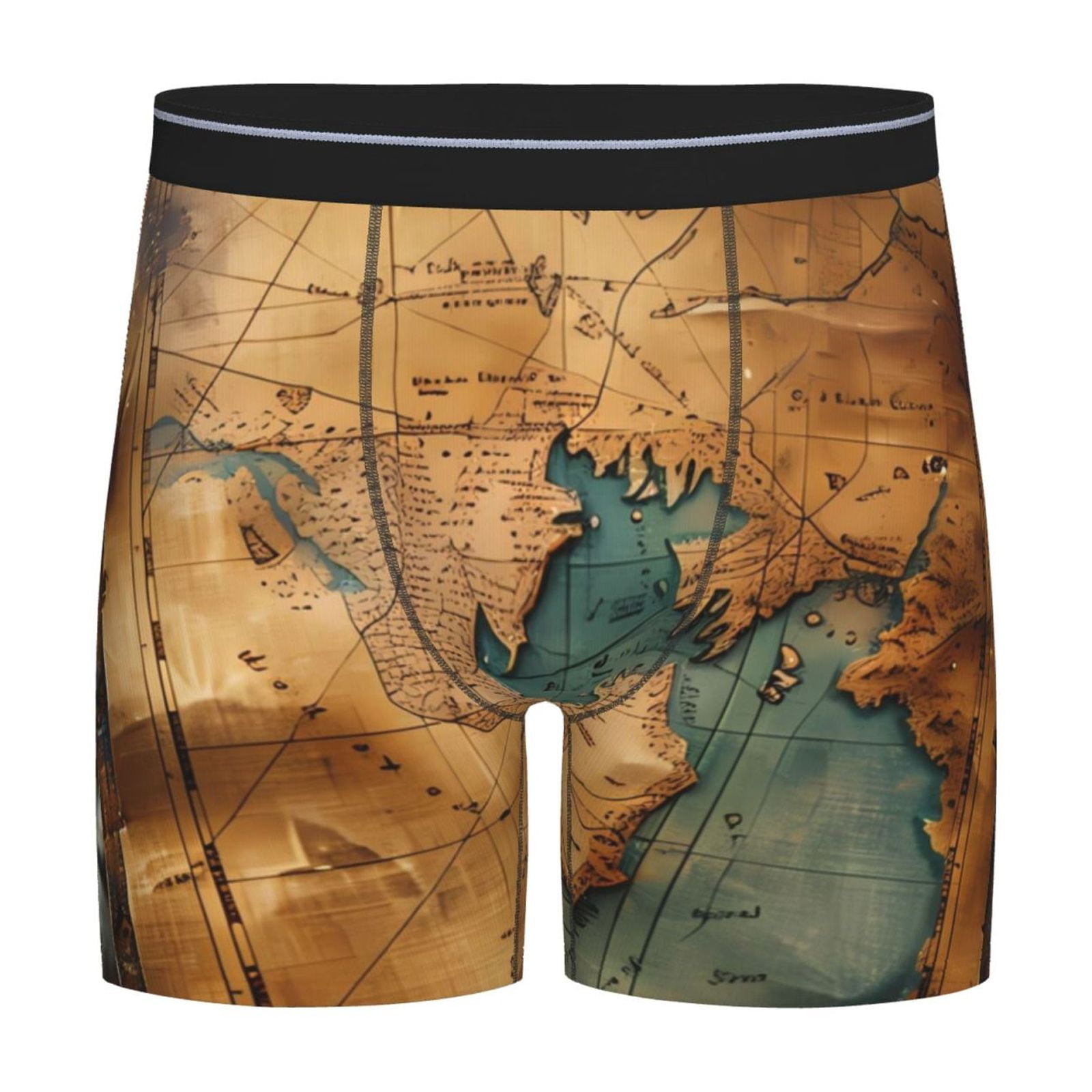 Qokaie Antique Map Adventure Scene for Men's Cotton Briefs Underwear ...