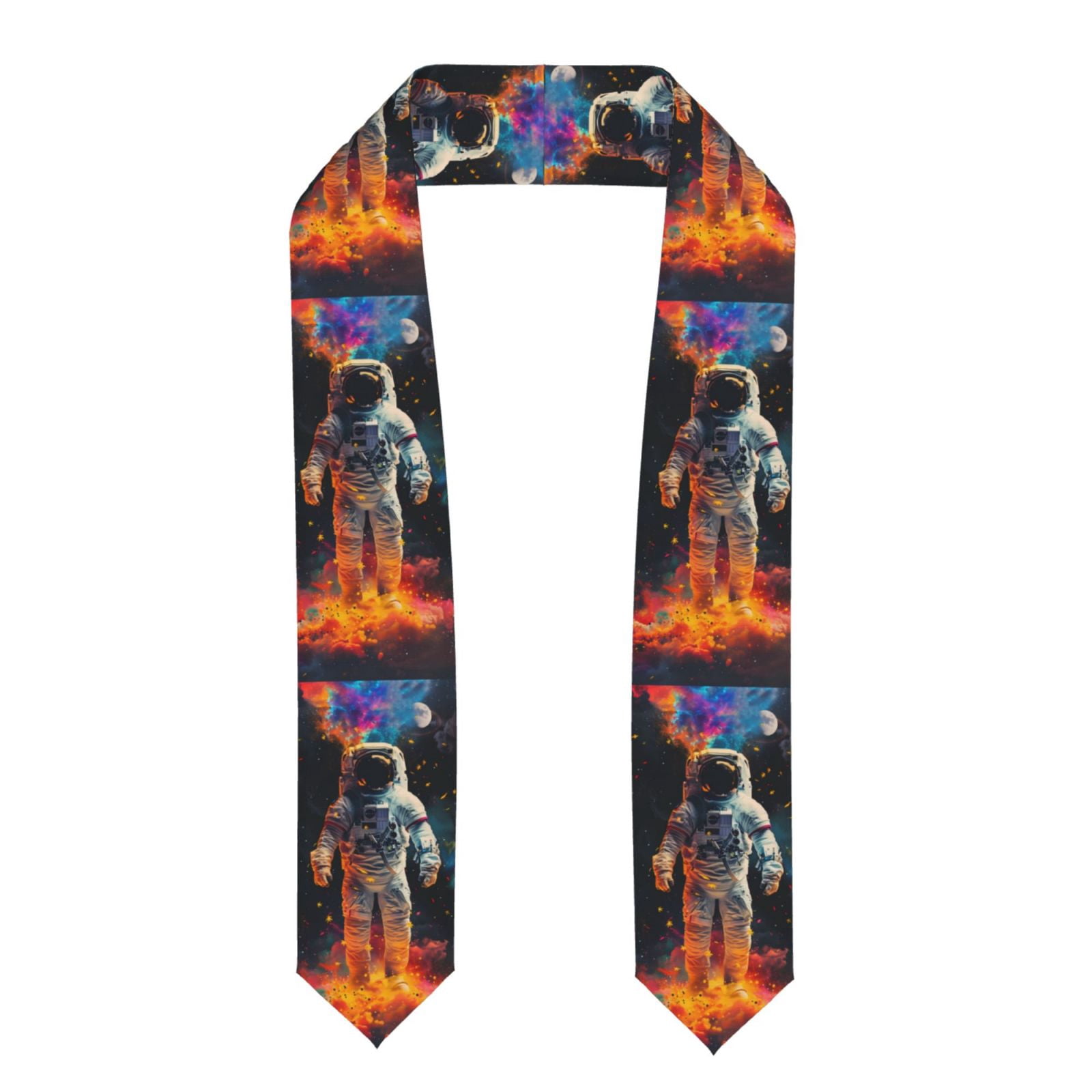 Qokaie Astronaut Cosmic Rainbow Pattern Graduation Shawl Stole ...