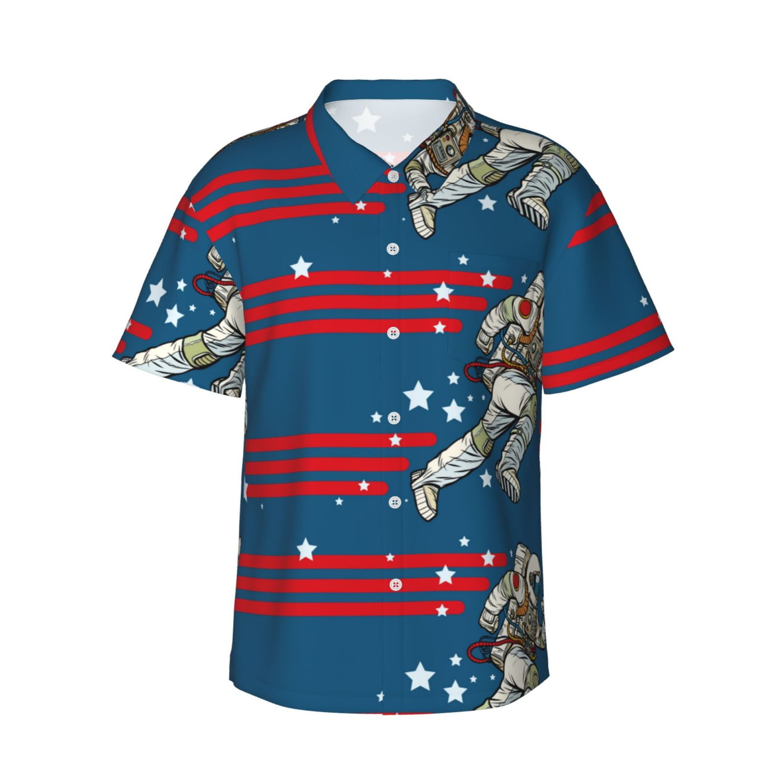 Qokaie Astronaut Runs Forward Print Men’s Hawaiian Shirt – Tropical ...