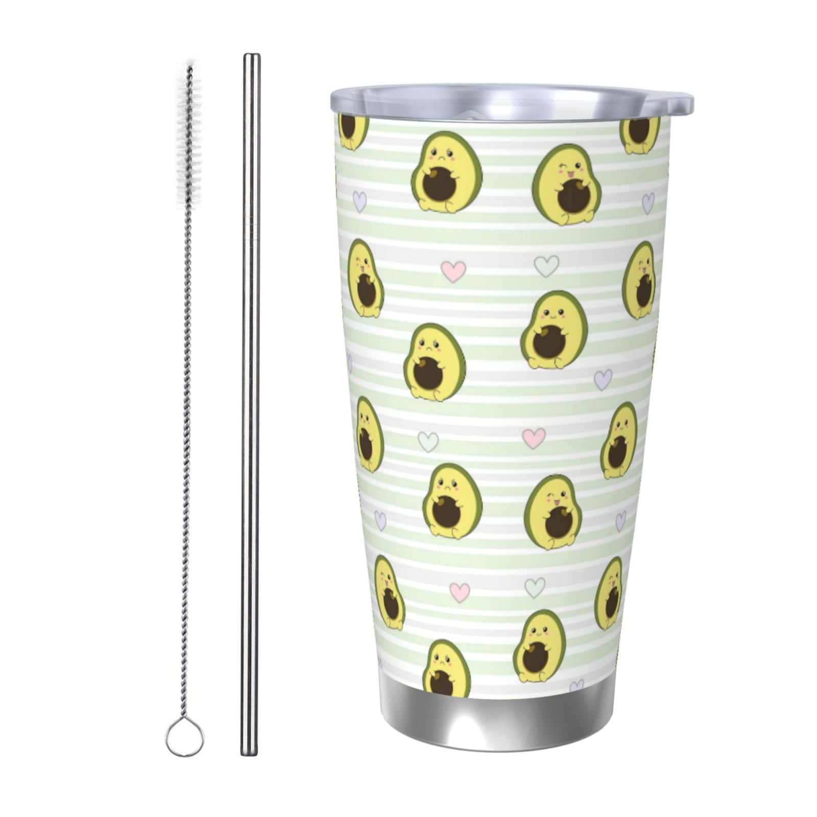 Qokaie Avocado of a Hear Pattern 20 Oz Coffee Car Insulated Coffee Cup ...
