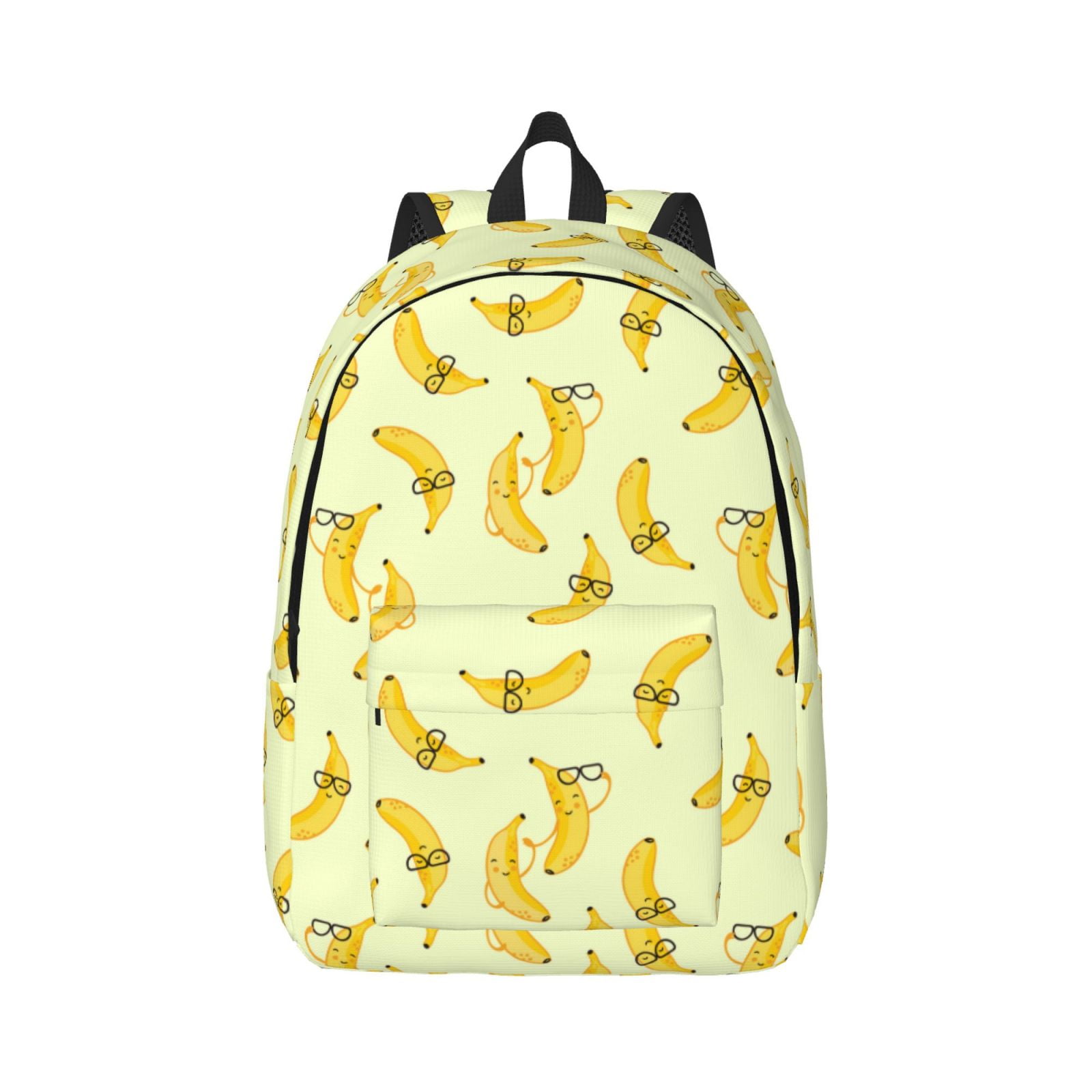Qokaie Bananas Pattern Canvas Backpack Travel Daypack Student Rucksack ...