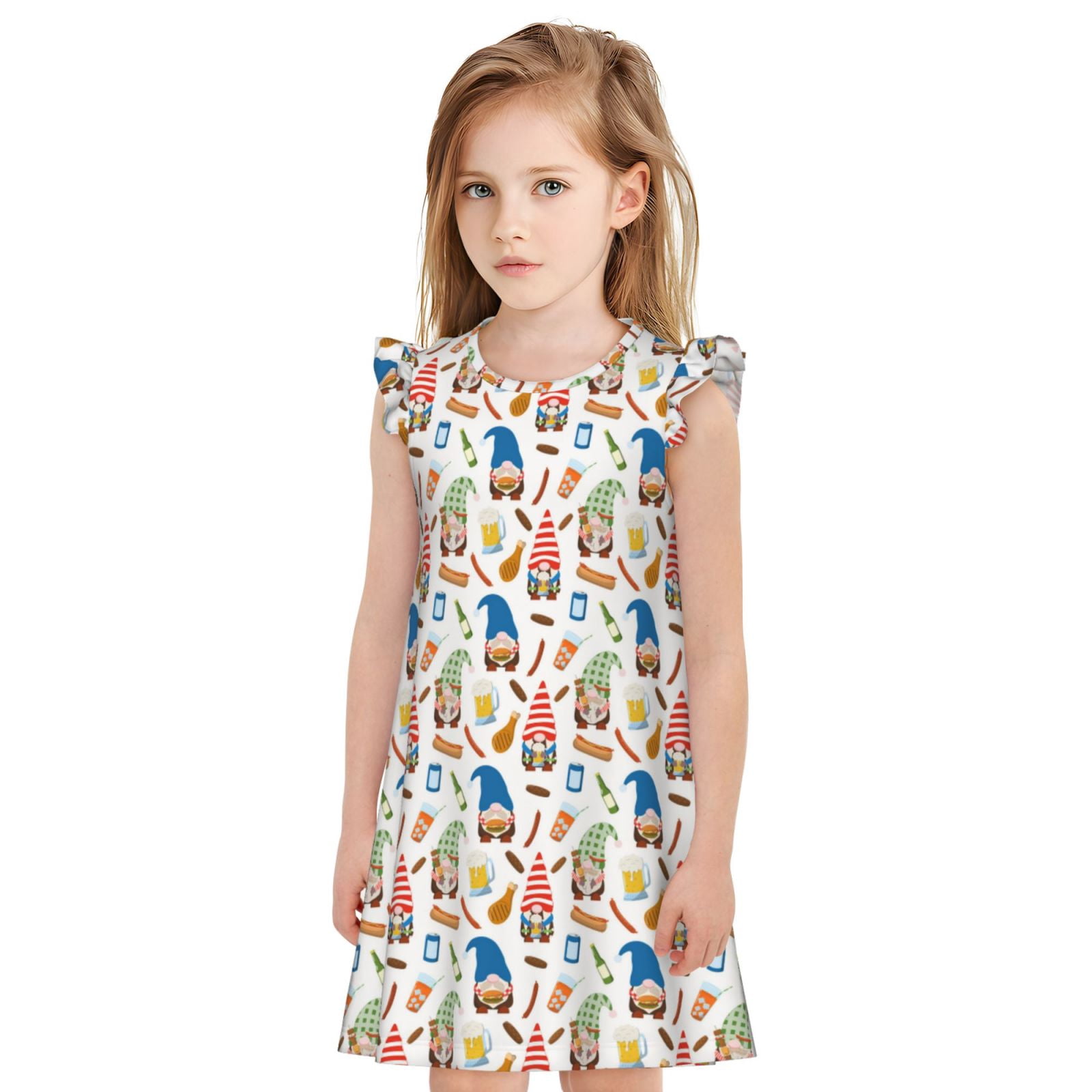 Qokaie Barbecue Gnomes Print Girls Nightgowns, Nightgown Princess ...