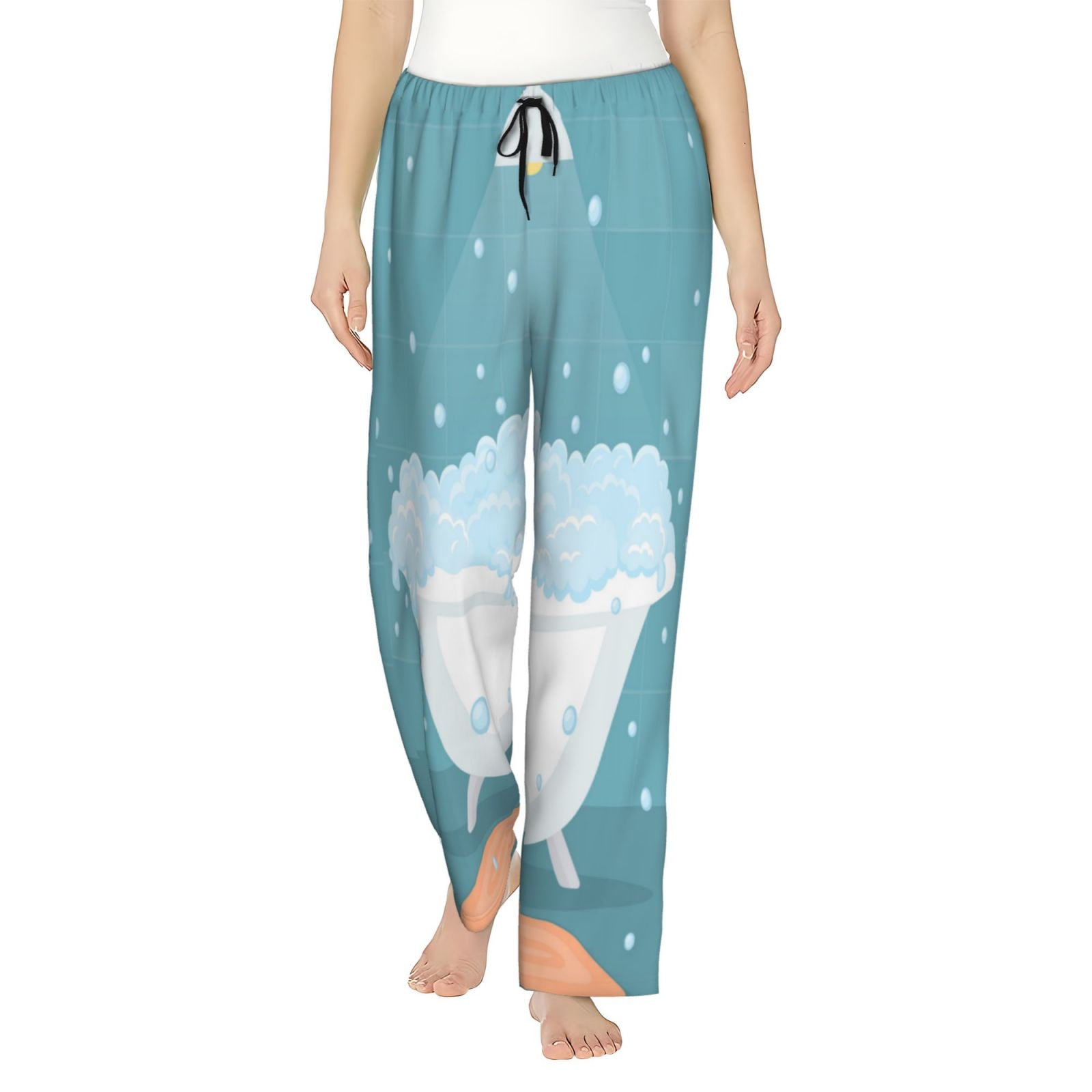 Qokaie Bathtub with Soap Bubbles Drawing Silky Soft Women Pajama Pants ,Breathable Lounge Pants ...