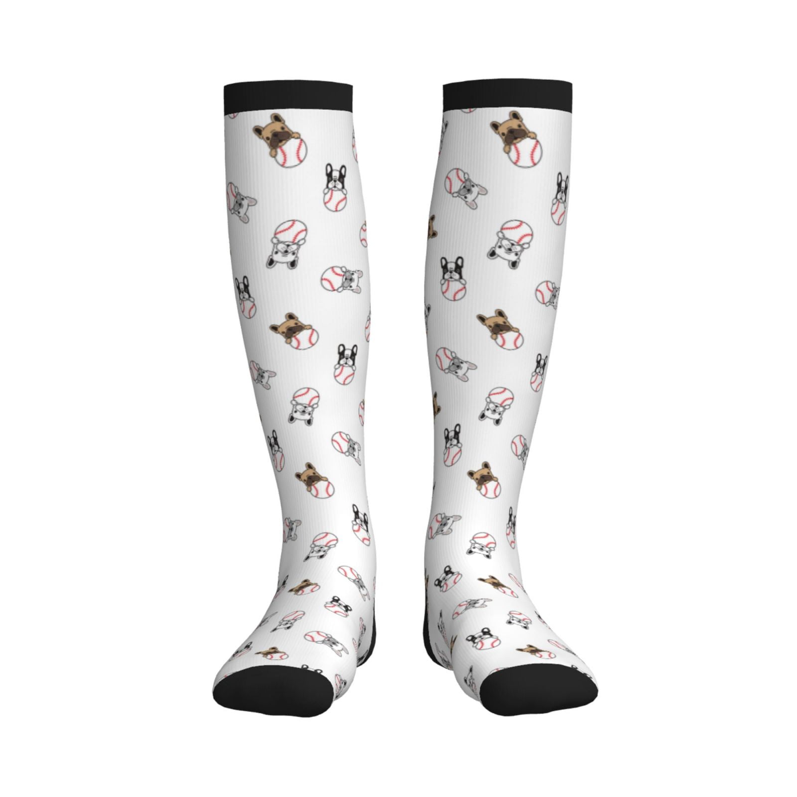 Qokaie Bbaseball Dog Drawing Sports Compression Socks - Comfortable ...