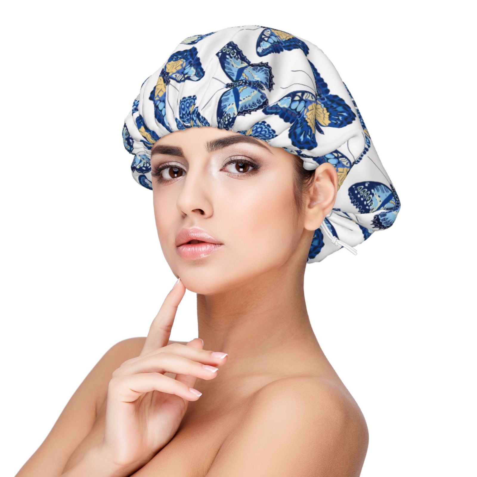 Qokaie Beautiful Butterflies Printed Silk Satin Bonnet for Sleeping and ...