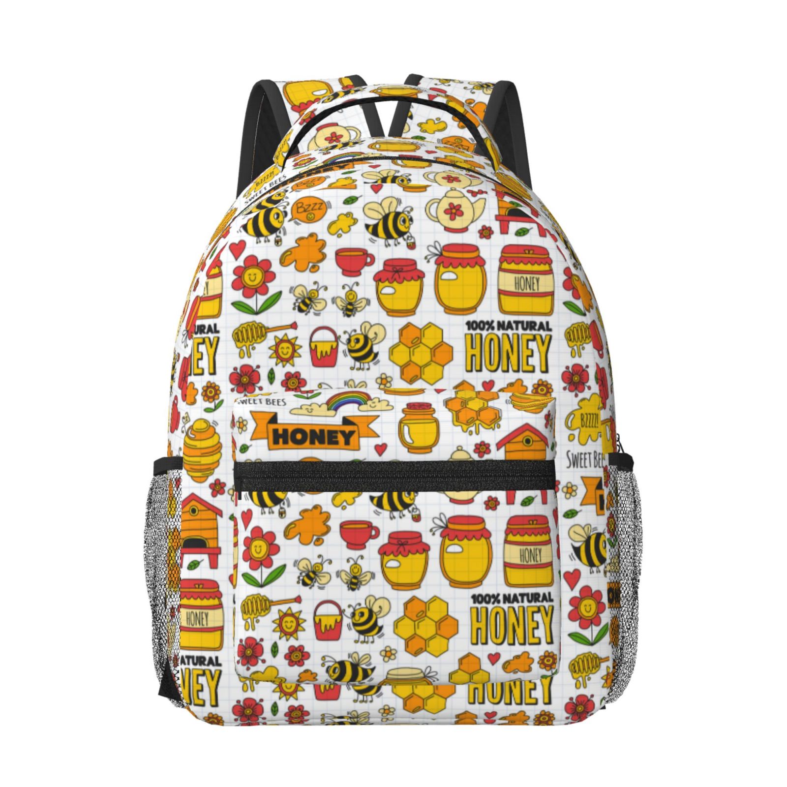 Qokaie Bees And Honey 1 Style School Backpack Travel Bag for Men ...