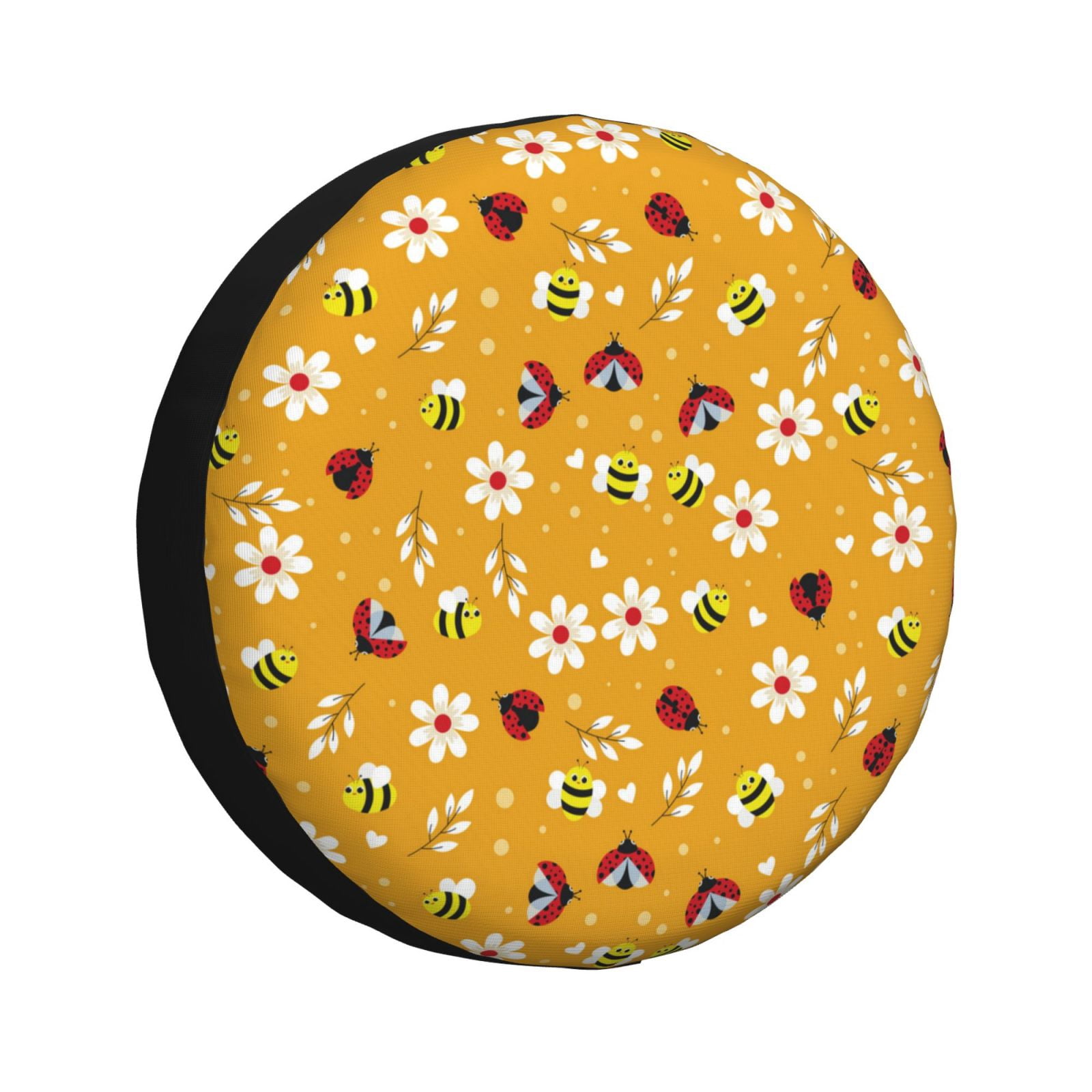 Qokaie Bees And Ladybug Pattern Tire Cover, Waterproof Leather Wheel ...