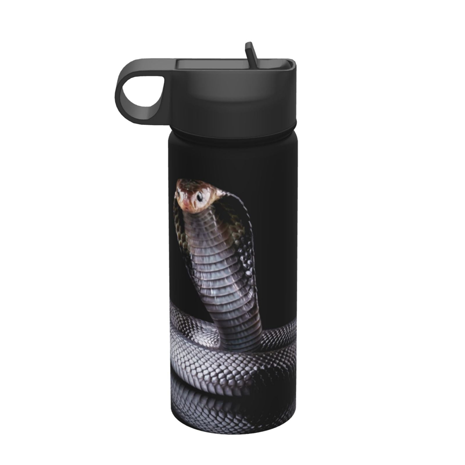 Qokaie Black Cobra Snake Pattern 18oz Insulated Water Bottle, Stainless ...
