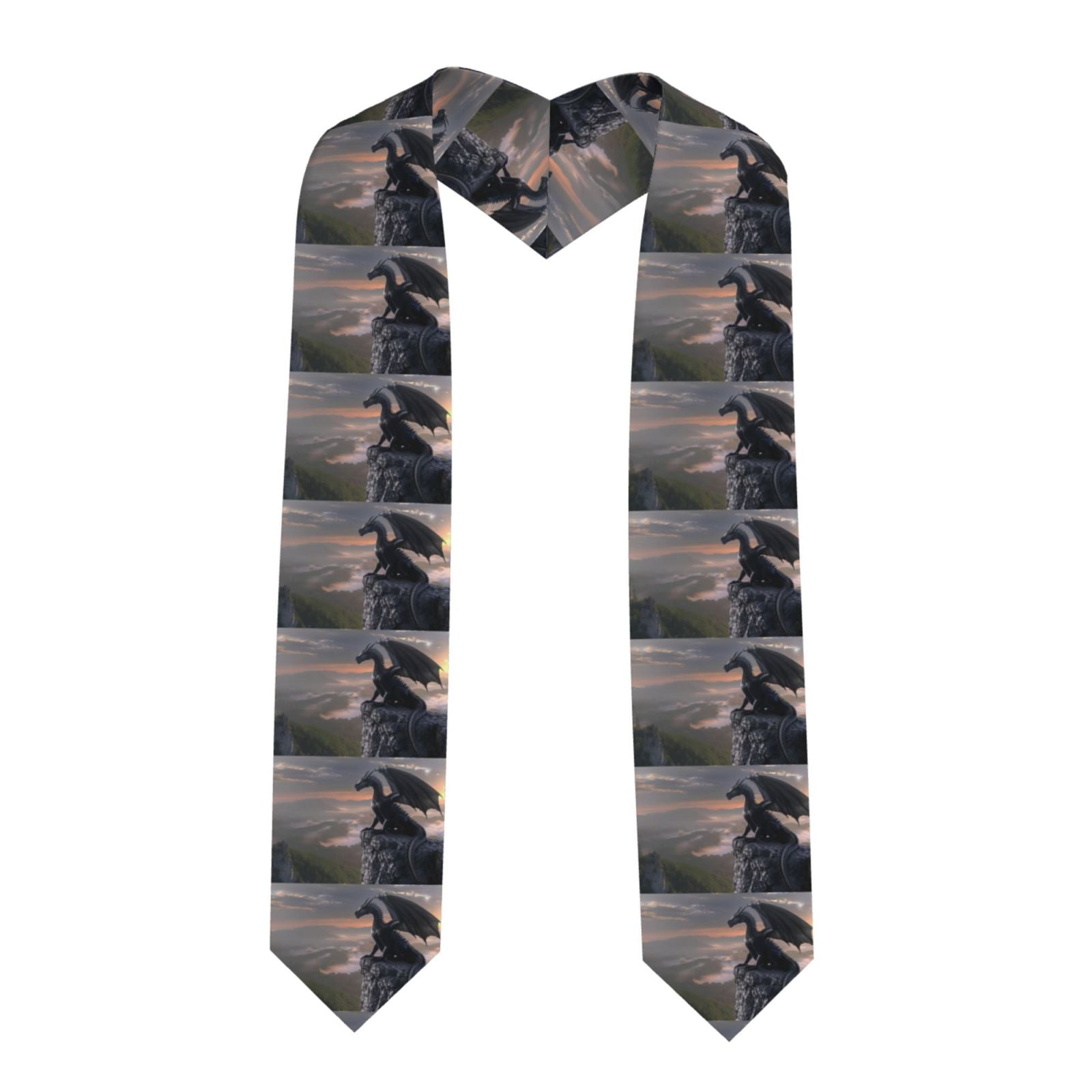 Qokaie Black Dragon Cliff Dawn Pattern Graduation Shawl Stole ...