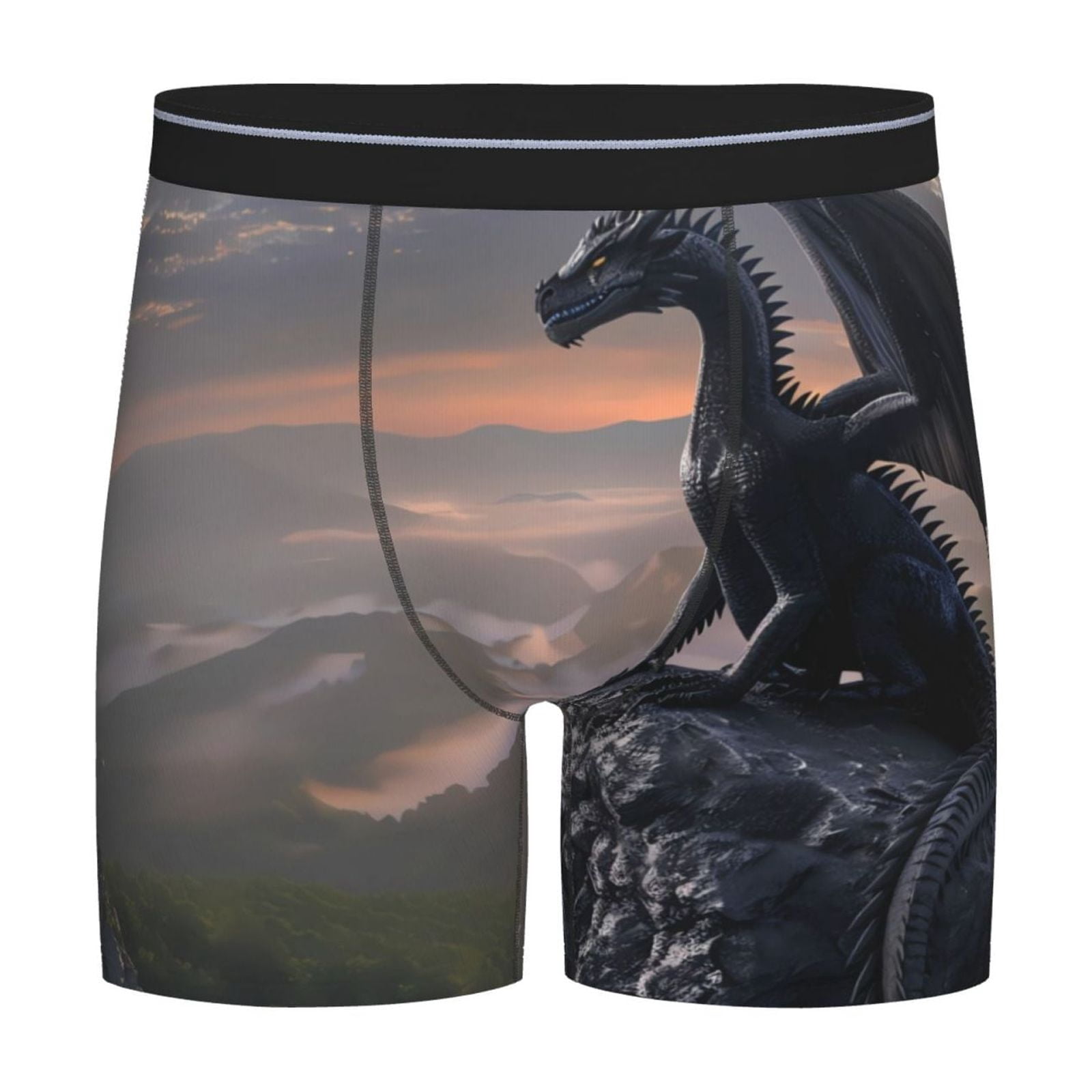 Qokaie Black Dragon Cliff Dawn for Men's Cotton Briefs Underwear, Long ...