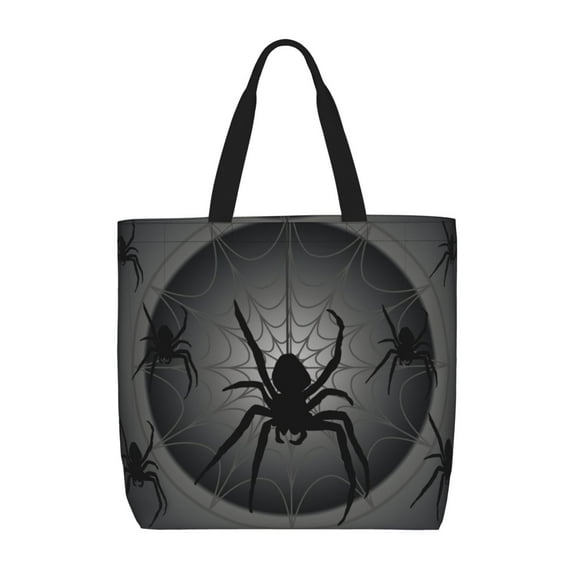Qokaie Black Spiders Print Women’s Casual Handbag,Tote Bag, Lightweight ...