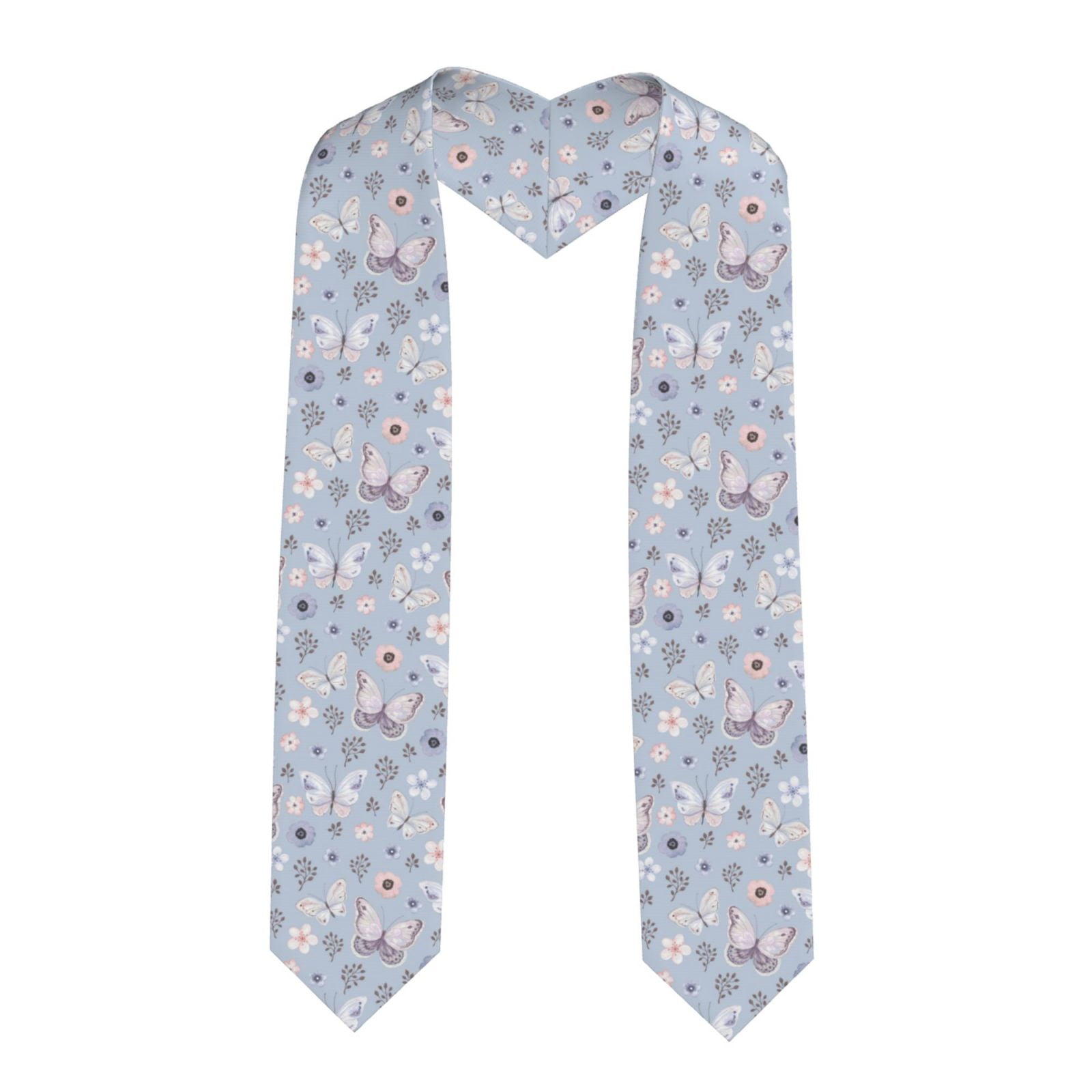 Qokaie Blue Butterfly Pattern Graduation Shawl Stole – Academic Stole ...
