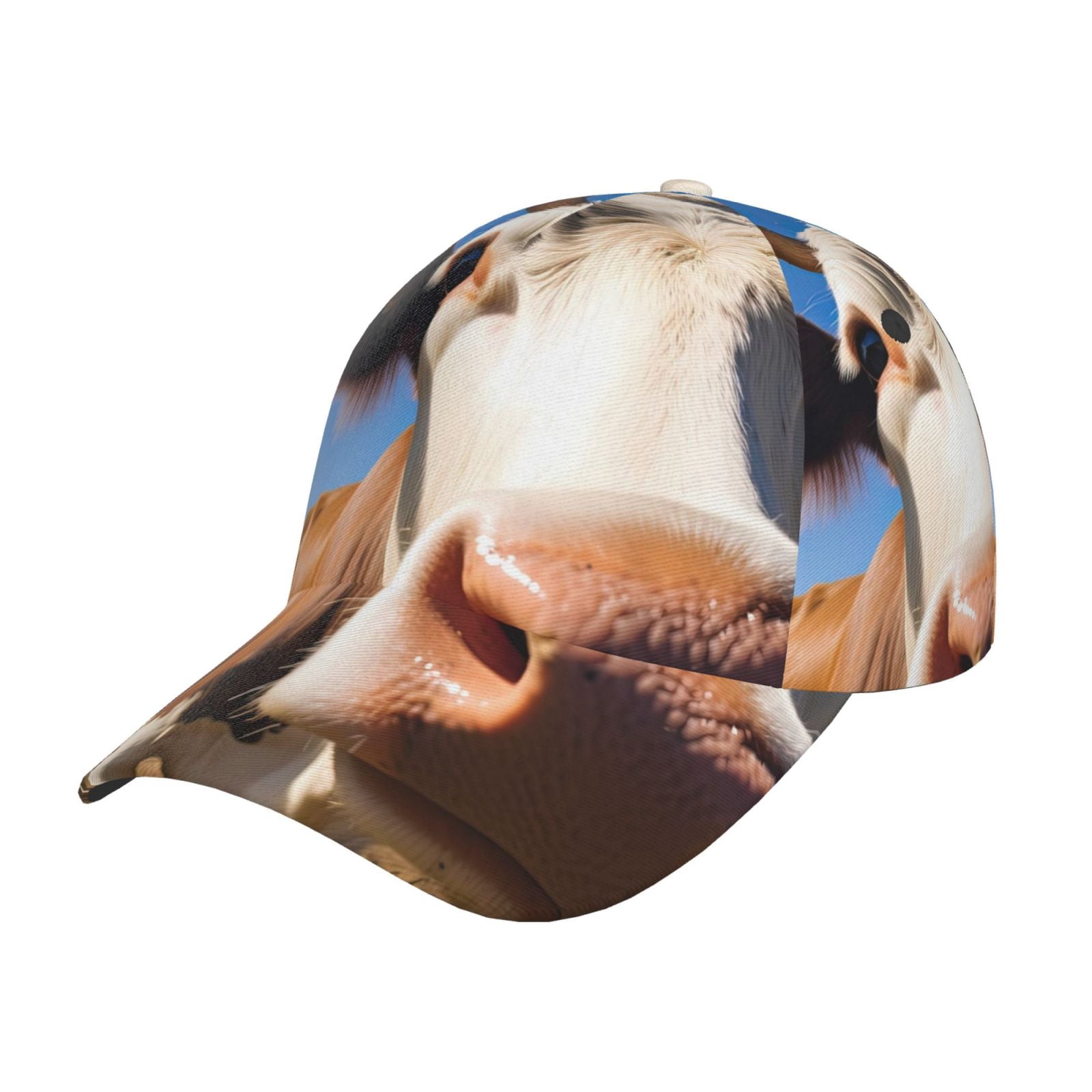 Qokaie Blue Sky Meadow Cute Cow Print Baseball Cap Golf Dad Hat ...