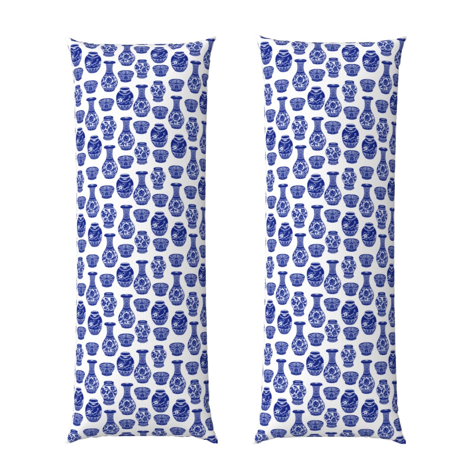 Qokaie Blue Vases Print Cotton Hypoallergenic Body Pillow protectors ...