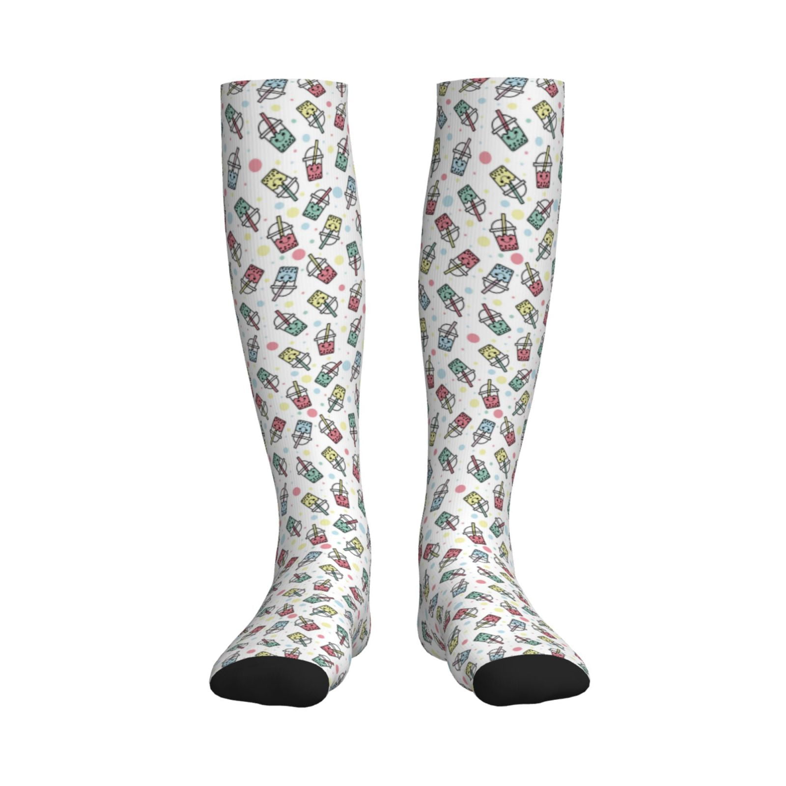 Qokaie Boba Milk Tea Drawing Sports Compression Socks - Comfortable ...