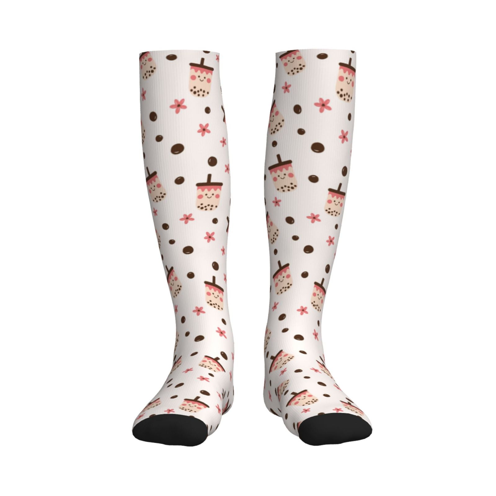 Qokaie Boba Milk Tea Drawing Sports Compression Socks - Comfortable ...