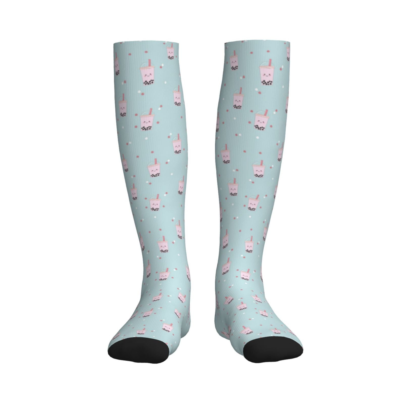 Qokaie Boba Milk Tea F Drawing Sports Compression Socks - Comfortable ...