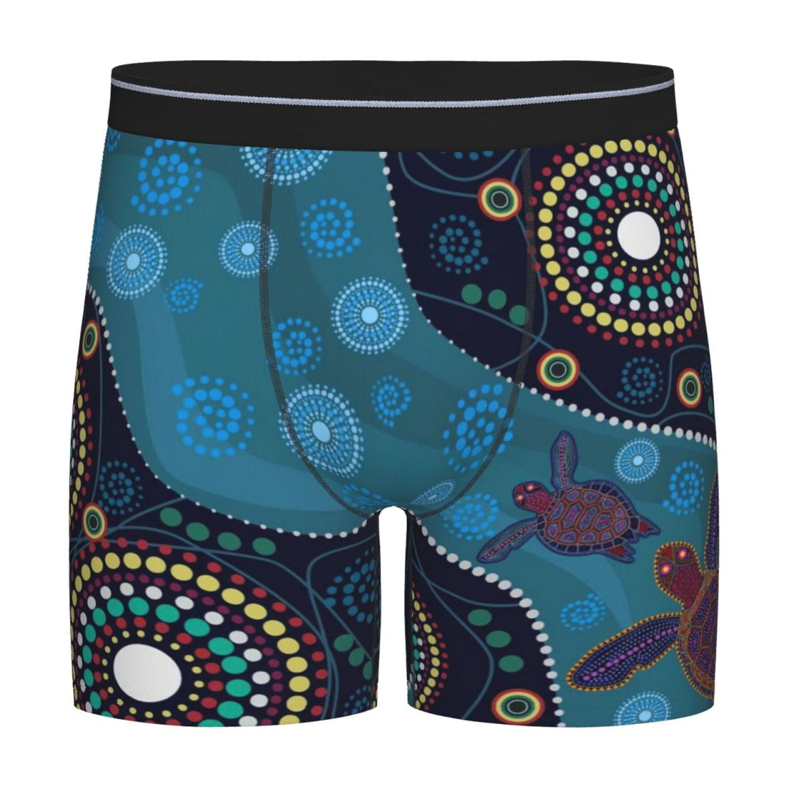 Qokaie Bohemian Turtle for Men's Cotton Briefs Underwear, Long Leg ...