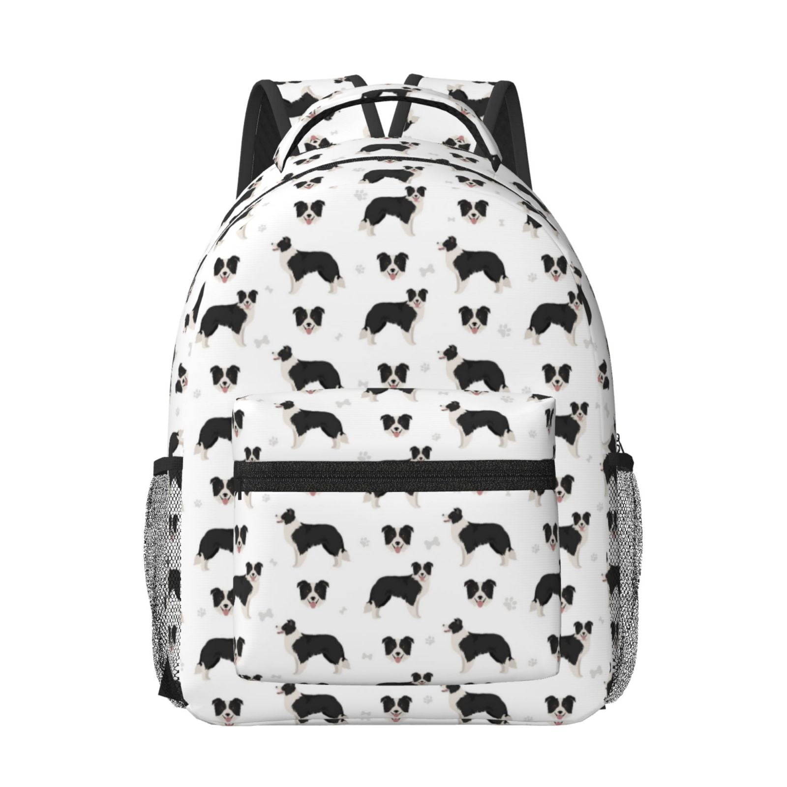 Qokaie Border Collie Dog Style School Backpack Travel Bag for Men ...