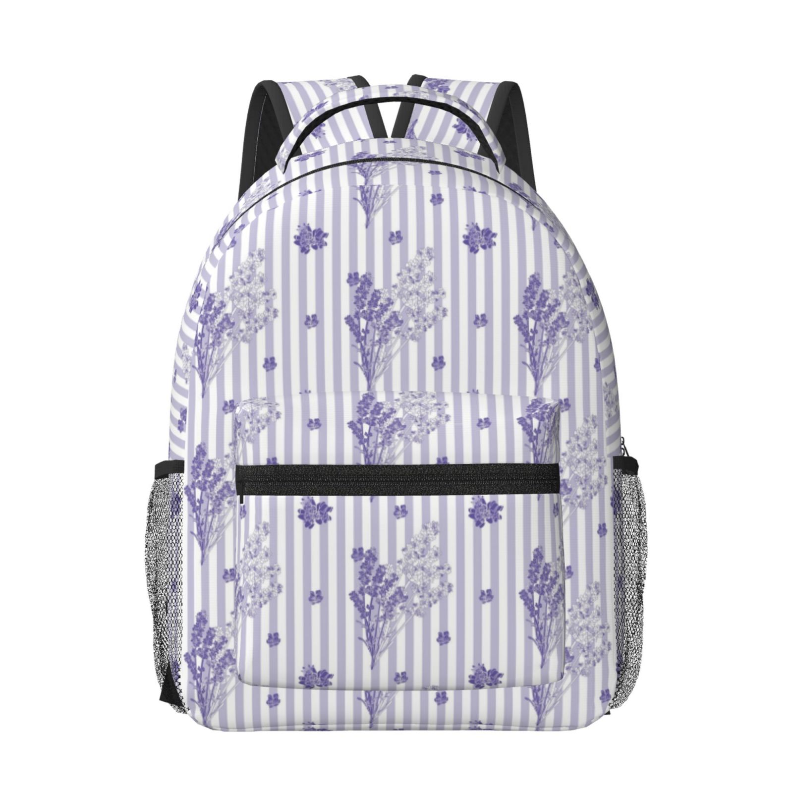 Qokaie Bouquet and Lavender Flowers Style School Backpack Travel Bag ...