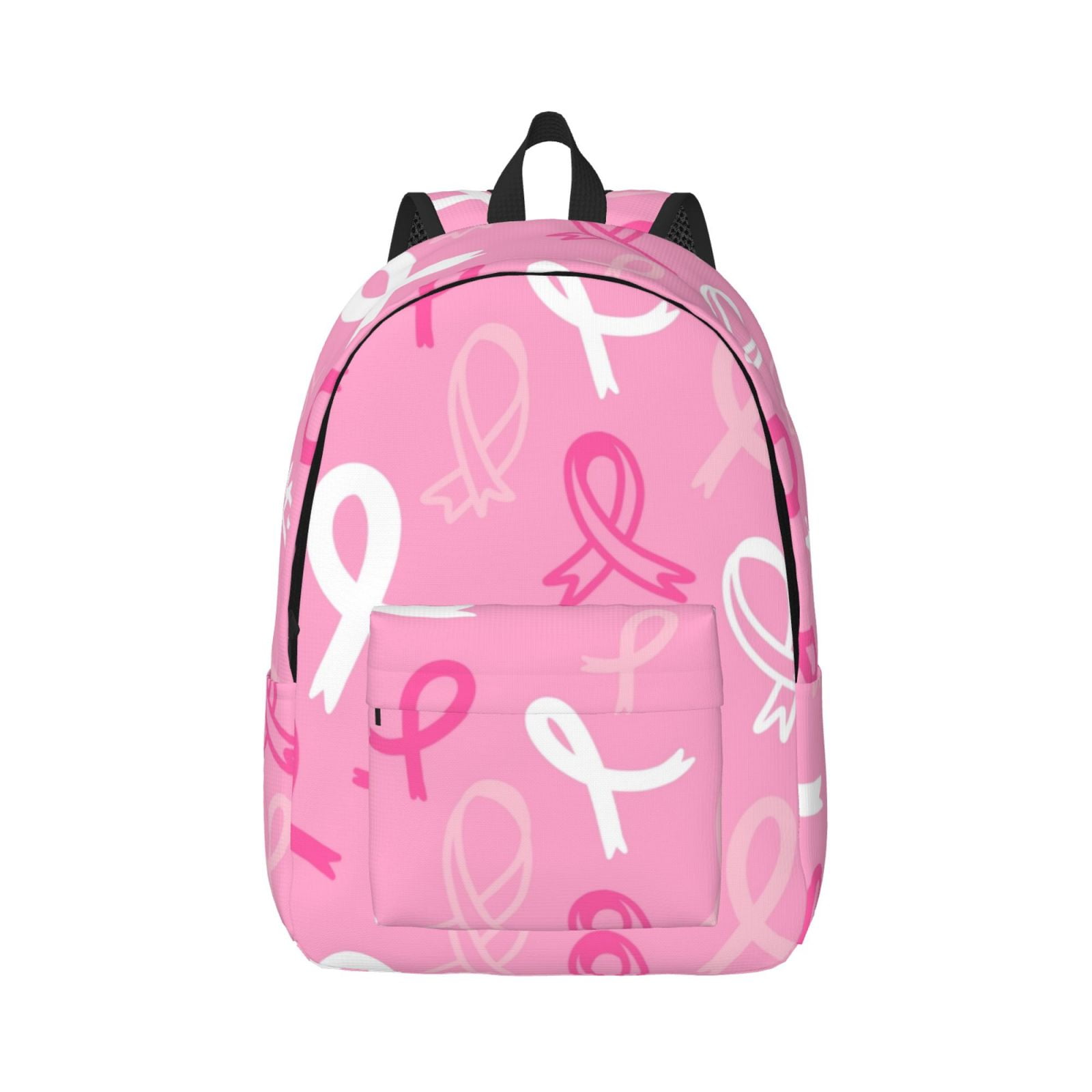 Qokaie Breast Cancer Awareness (3) Pattern Canvas Backpack Travel ...