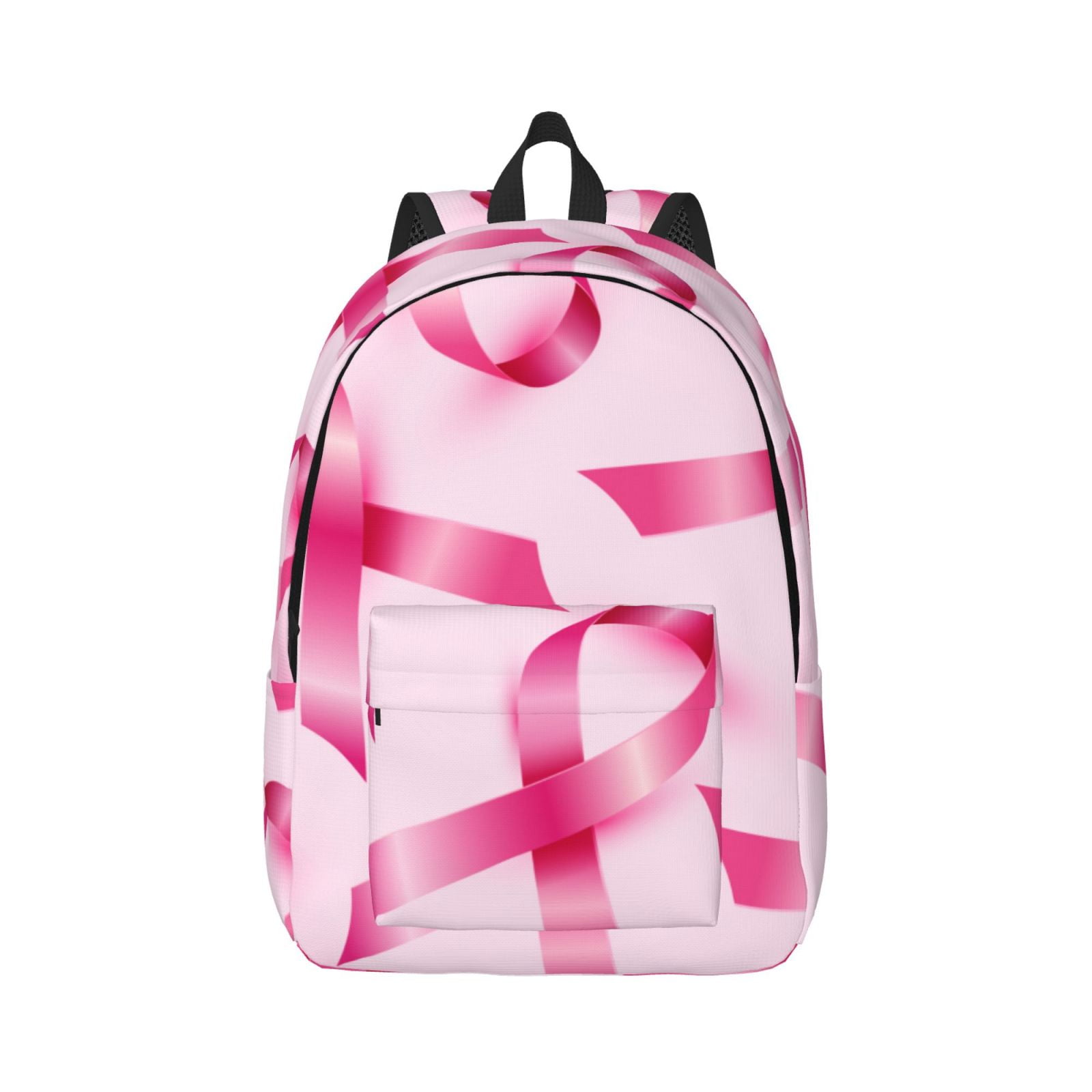 Qokaie Breast Cancer Ribbons Awareness Pattern Canvas Backpack Travel ...