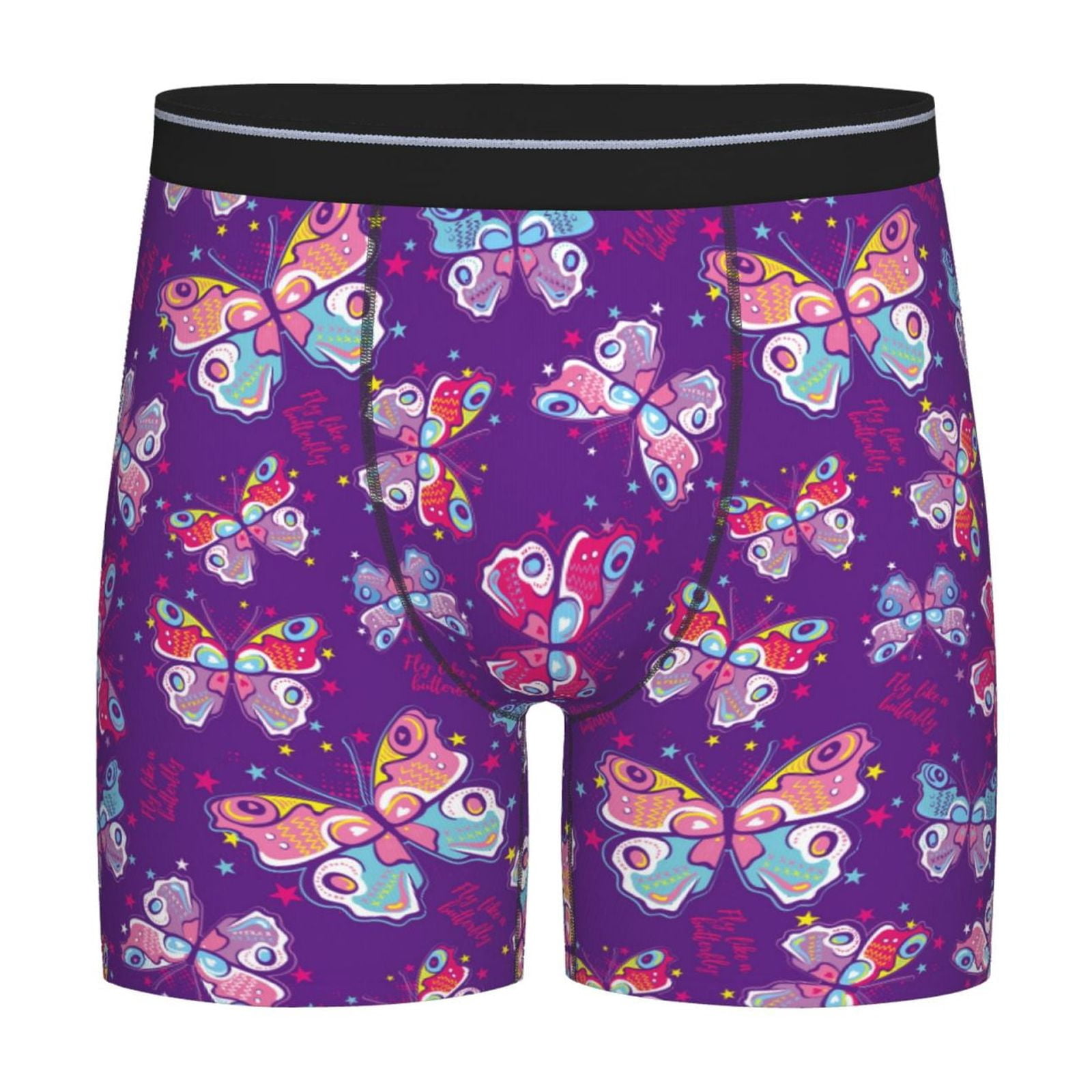 Qokaie Bright Butterflies for Men's Cotton Briefs Underwear, Long Leg ...