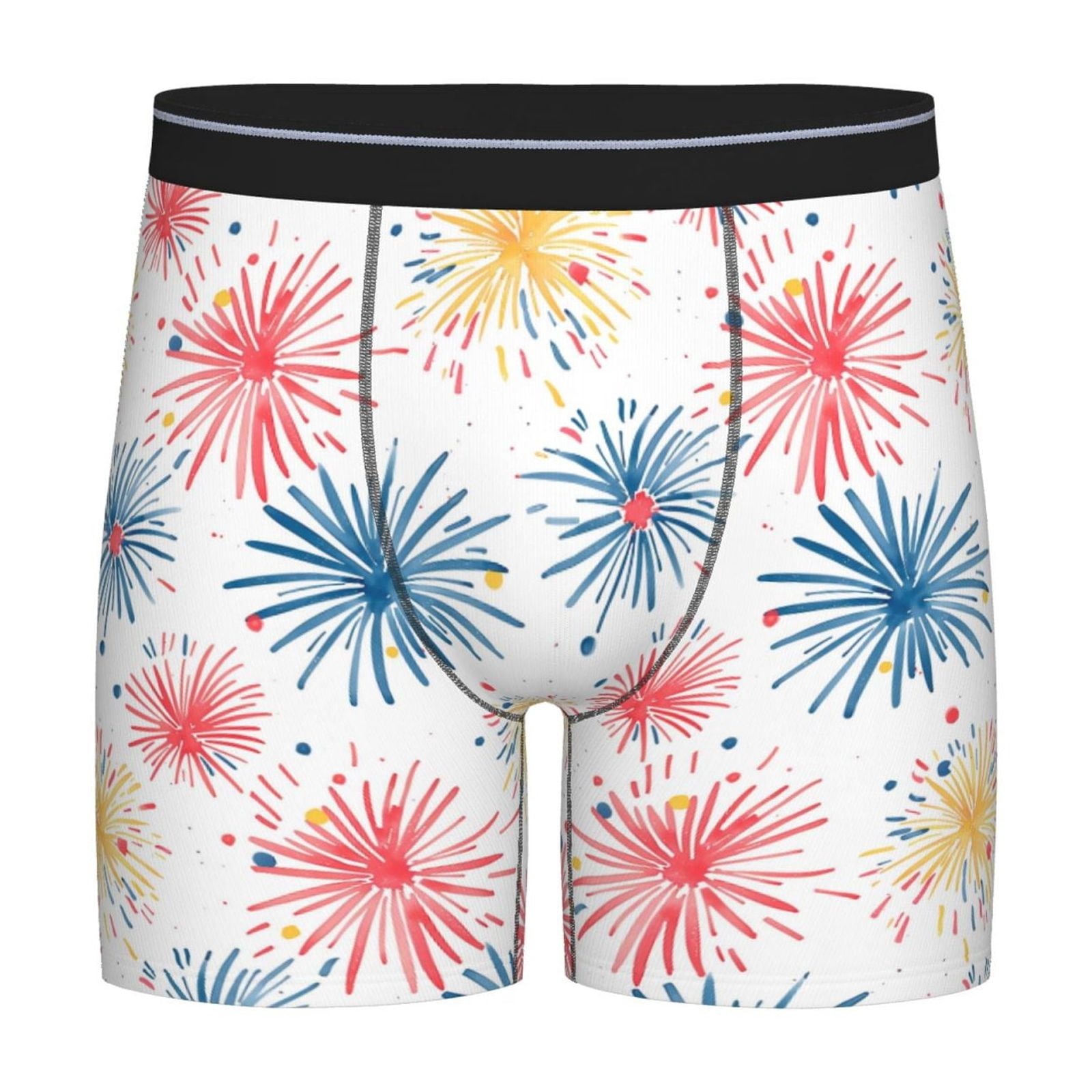 Qokaie Bright Colorful Fireworks for Men's Cotton Briefs Underwear ...