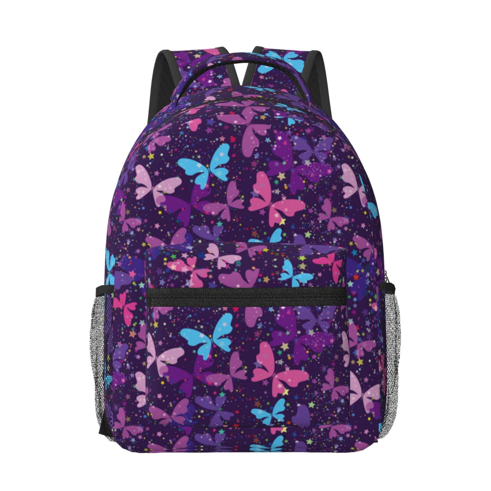 Qokaie Bright Purple Butterflies Style School Backpack Travel Bag for ...