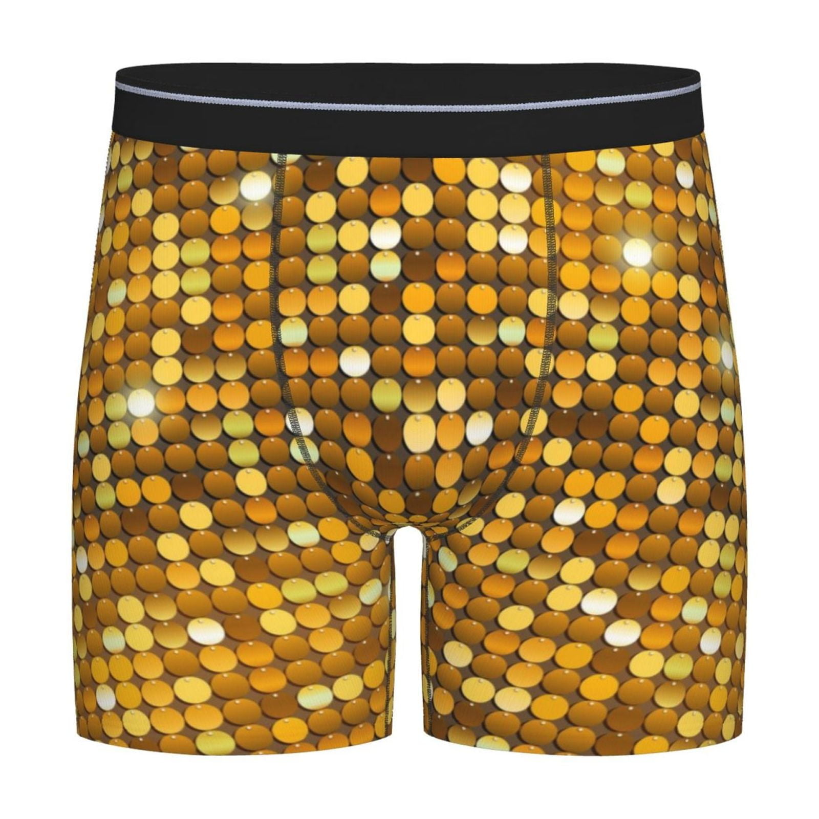 Qokaie Bright Shiny Golden for Men's Cotton Briefs Underwear, Long Leg ...