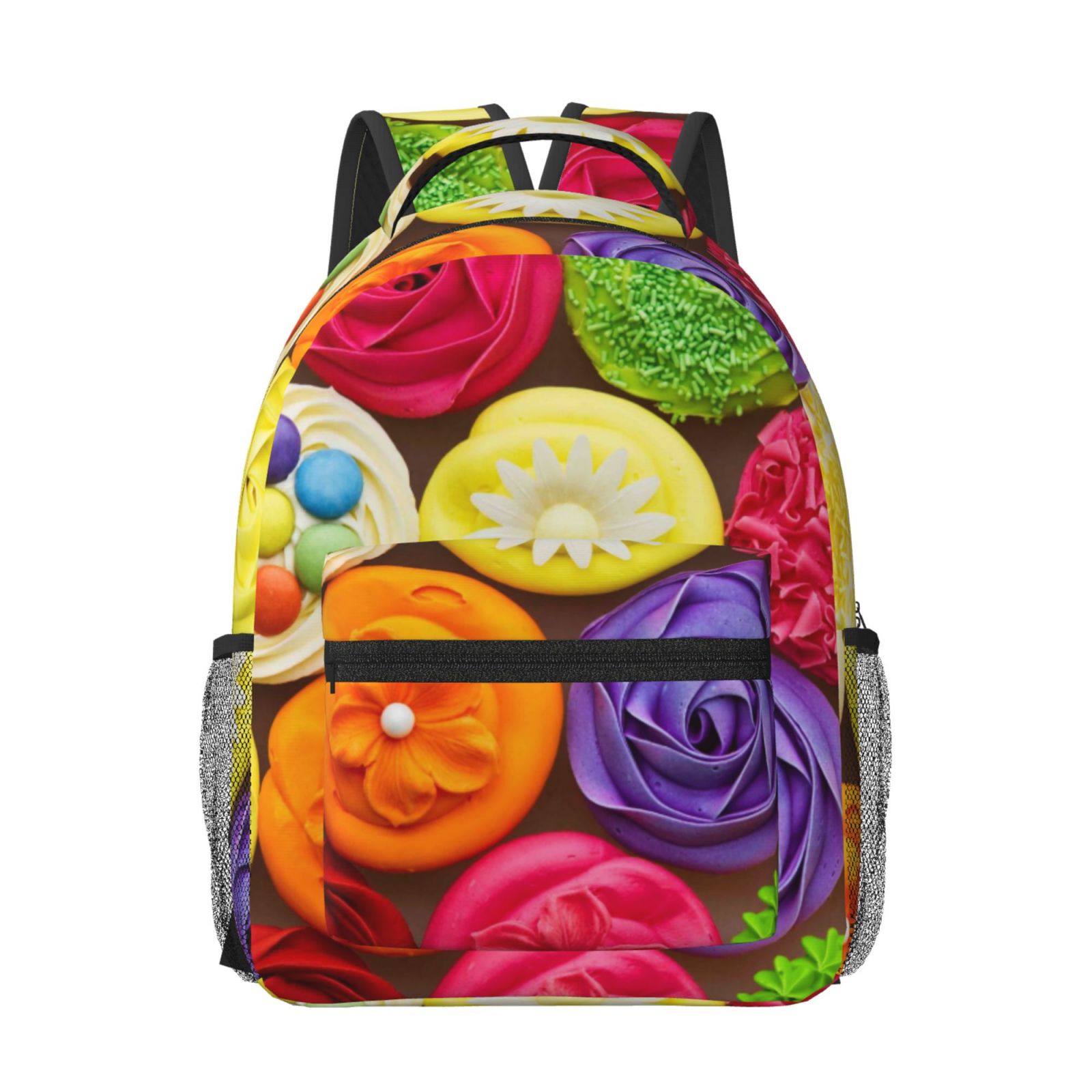 Qokaie Brightly Colored Cupcakes Style School Backpack Travel Bag for ...