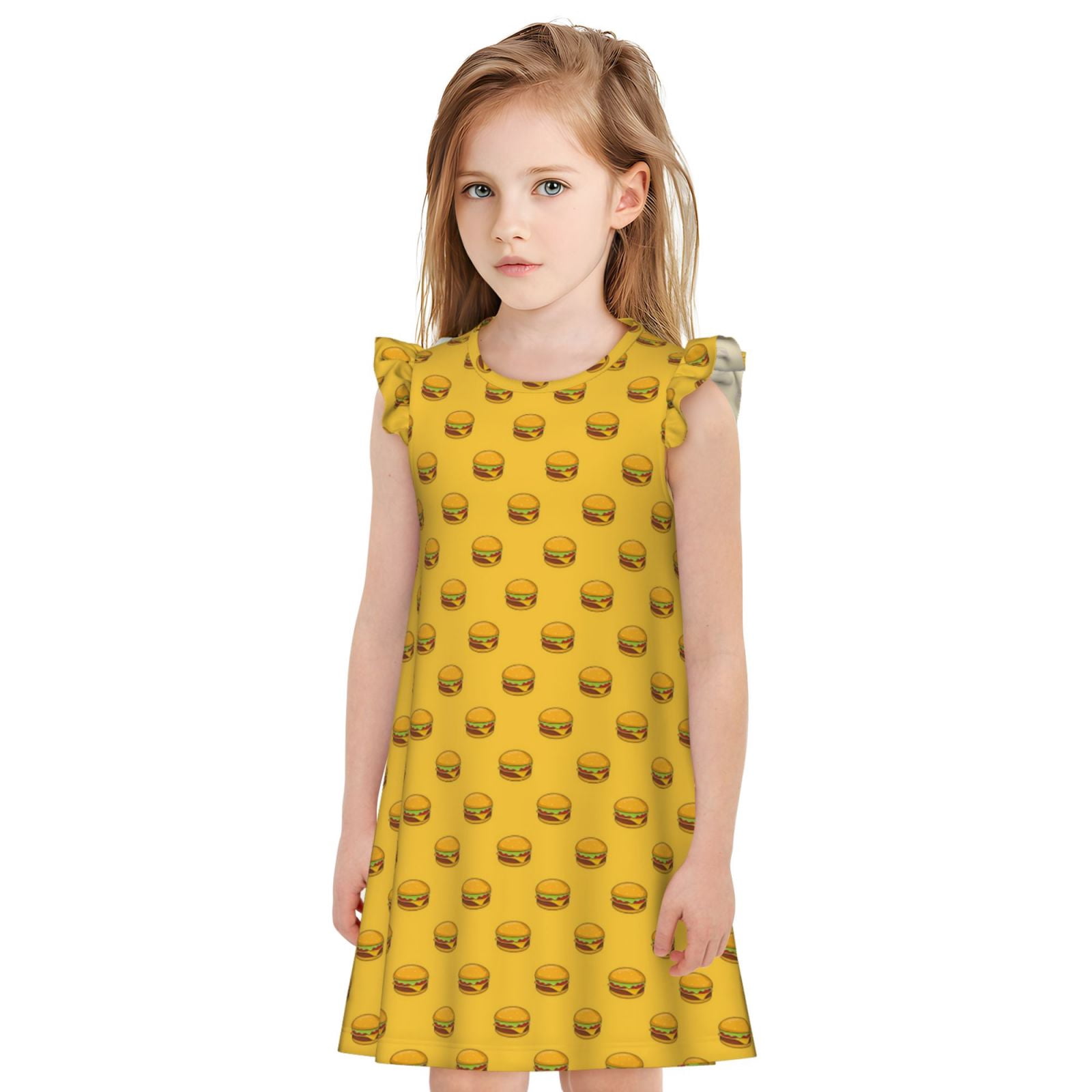 Qokaie Burger 1 Print Girls Nightgowns, Nightgown Princess Pajama ...