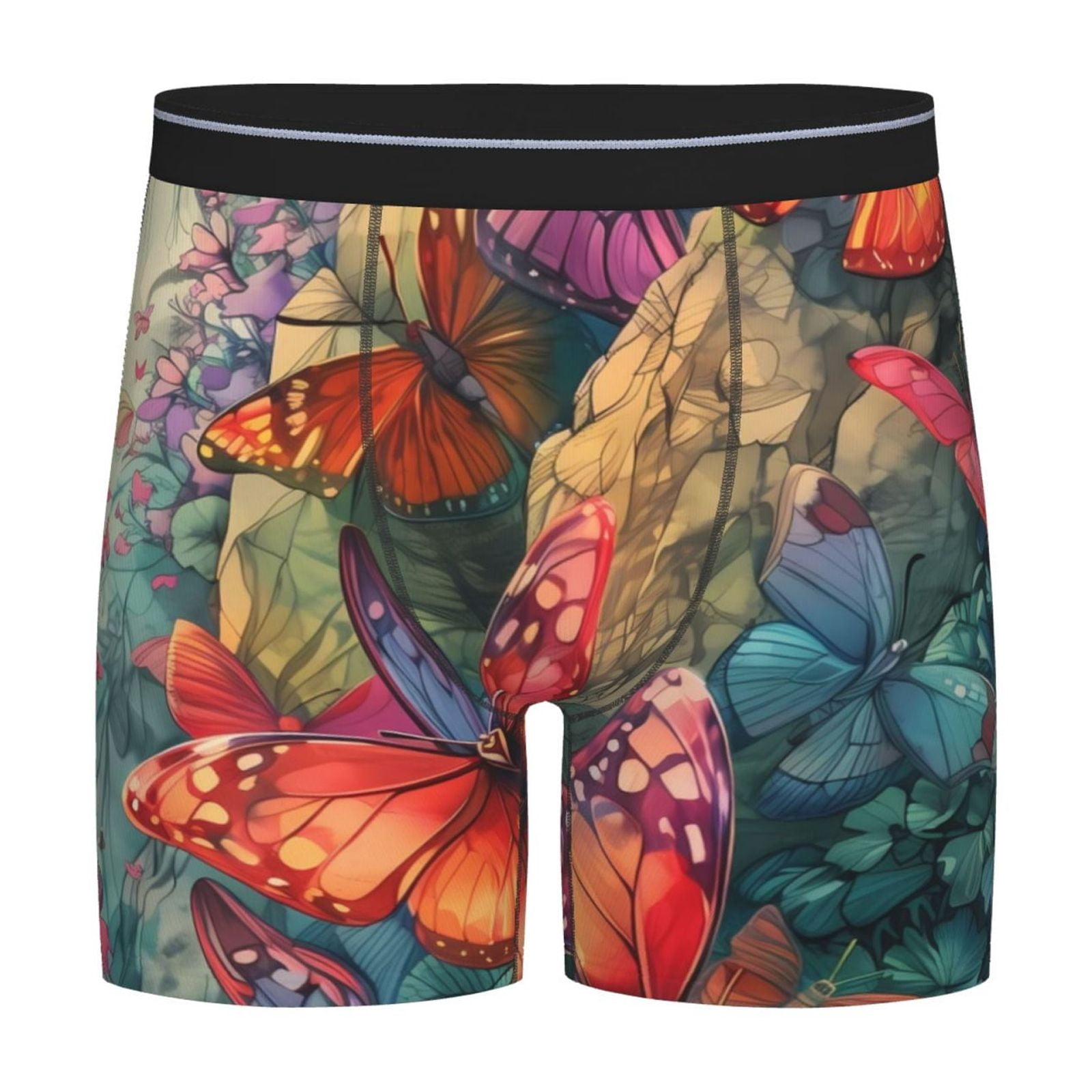 Qokaie Butterflies On Rocky Cliff for Men's Cotton Briefs Underwear ...