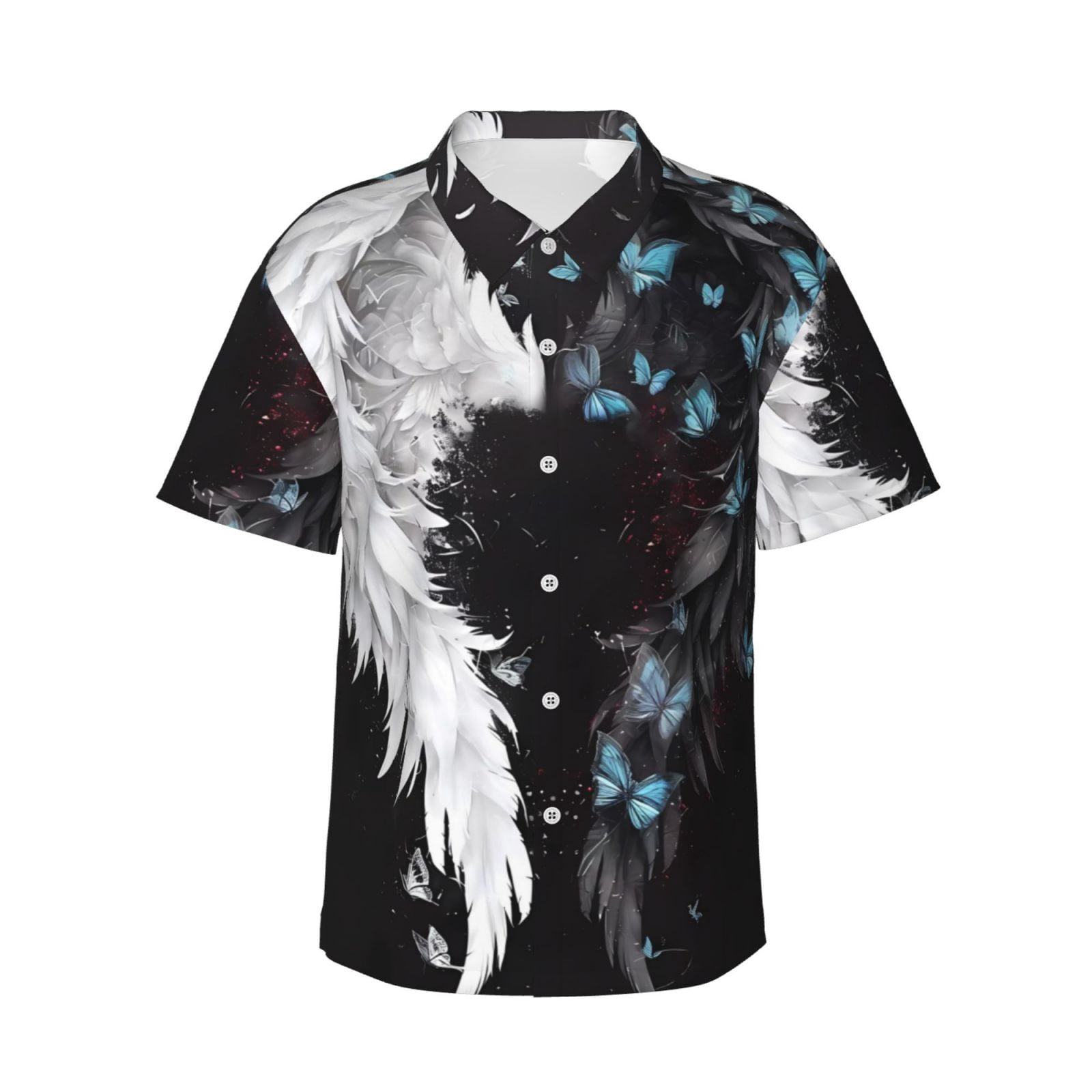Qokaie Butterfly Angel Wings Art Print Men’s Hawaiian Shirt – Tropical ...