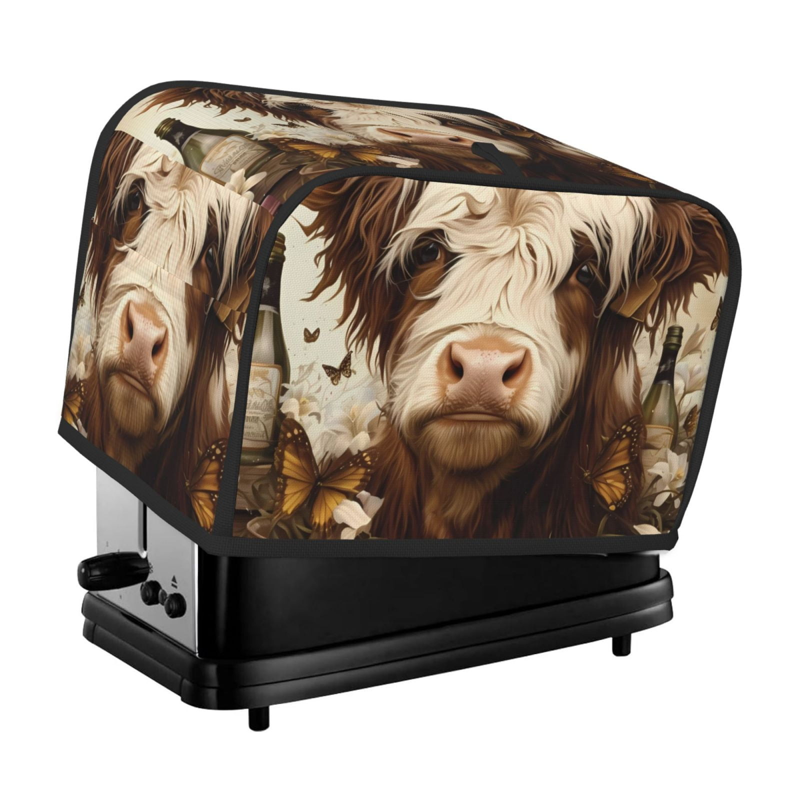 Qokaie Butterfly Cow Barrel Print Toaster Cover 2 Slice,Toaster Oven ...