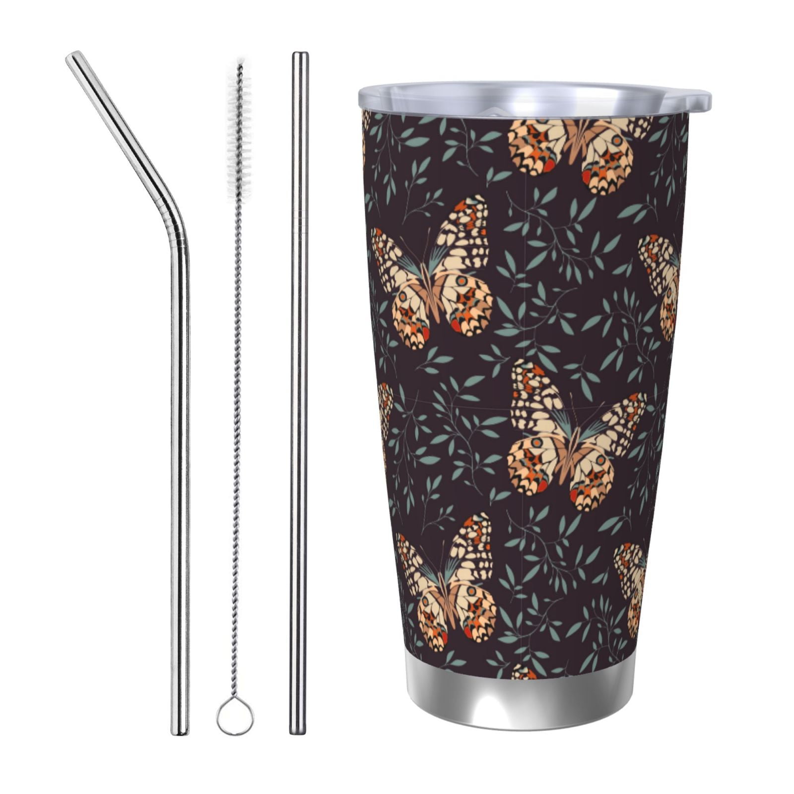 Qokaie Butterfly1 Pattern 20 Oz Coffee Car Insulated Coffee Cup With ...