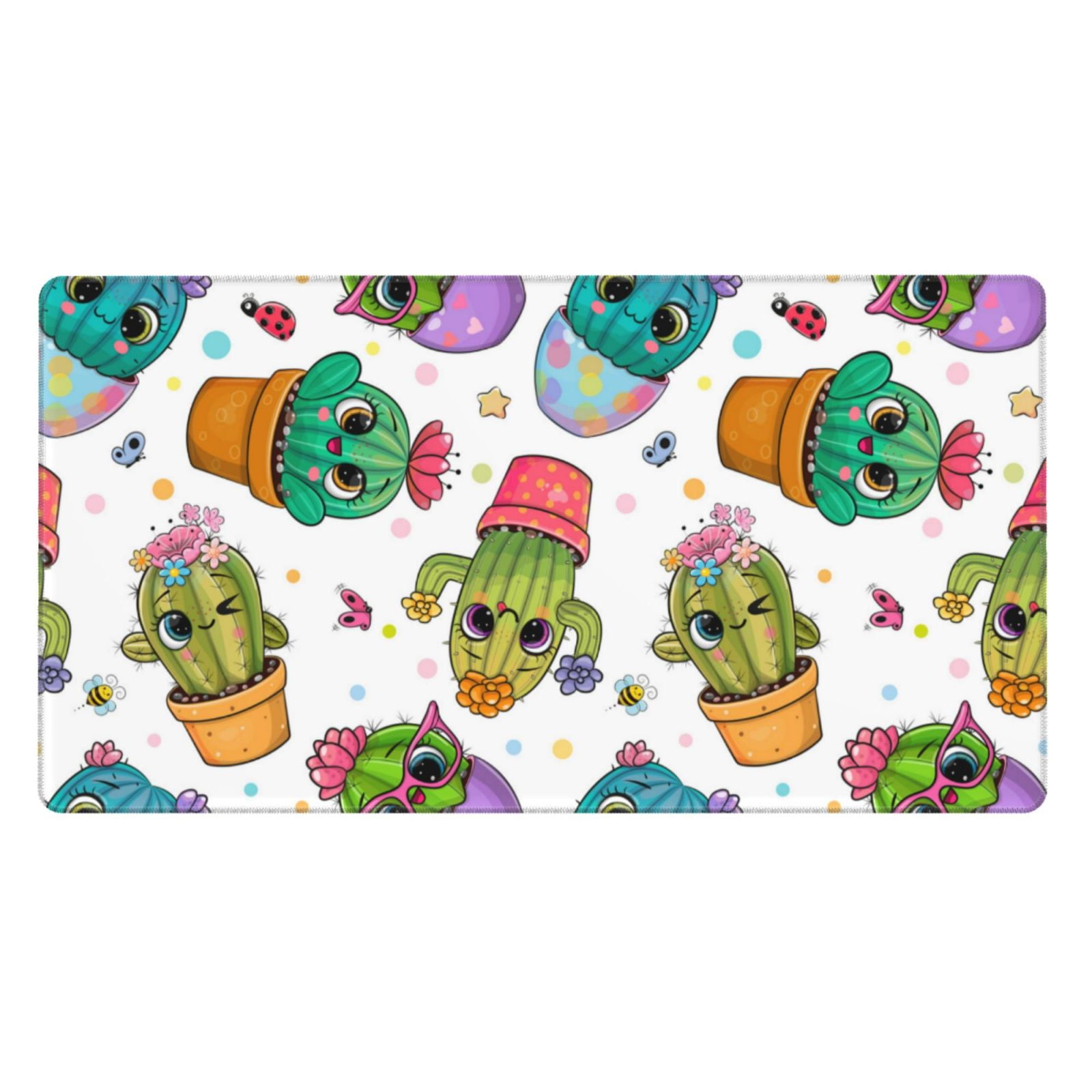 Qokaie Cactus And Insects Print Large Mouse Pad,Extended Mat Desk Pad ...