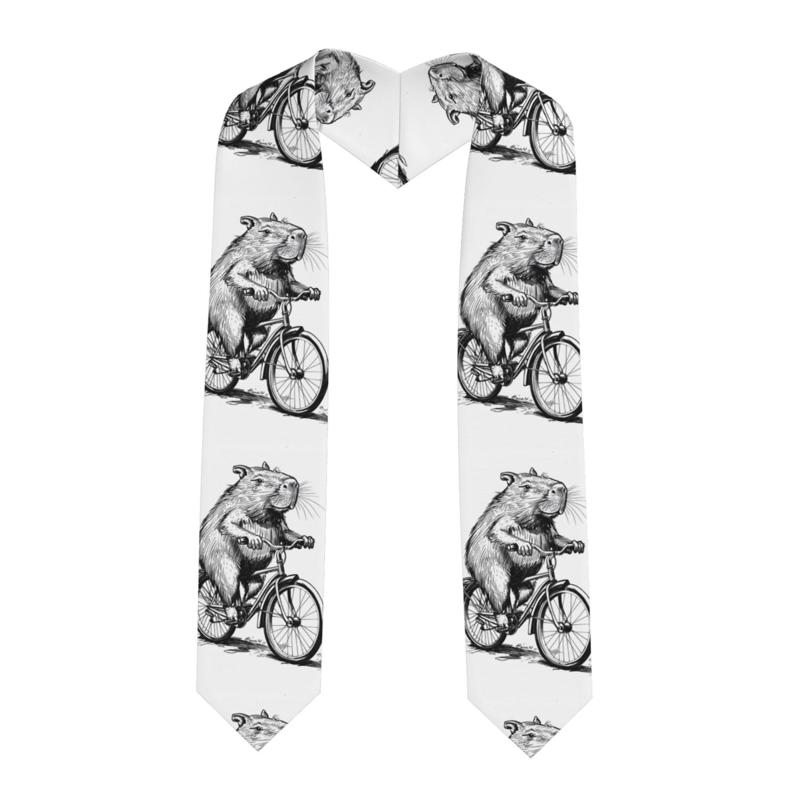 Qokaie Capybara Riding Bicycle Pattern Graduation Shawl Stole ...