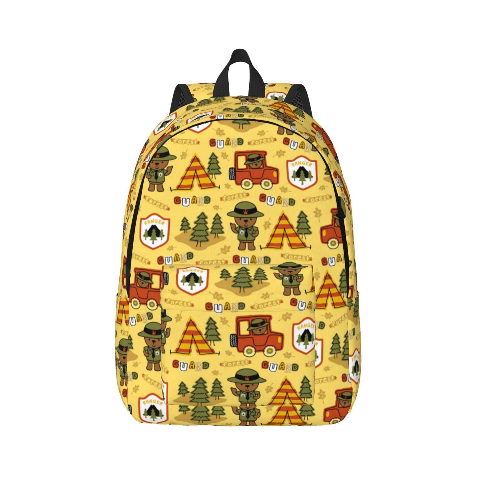 Qokaie Car Tent Trees Pattern Canvas Backpack Travel Daypack Student ...