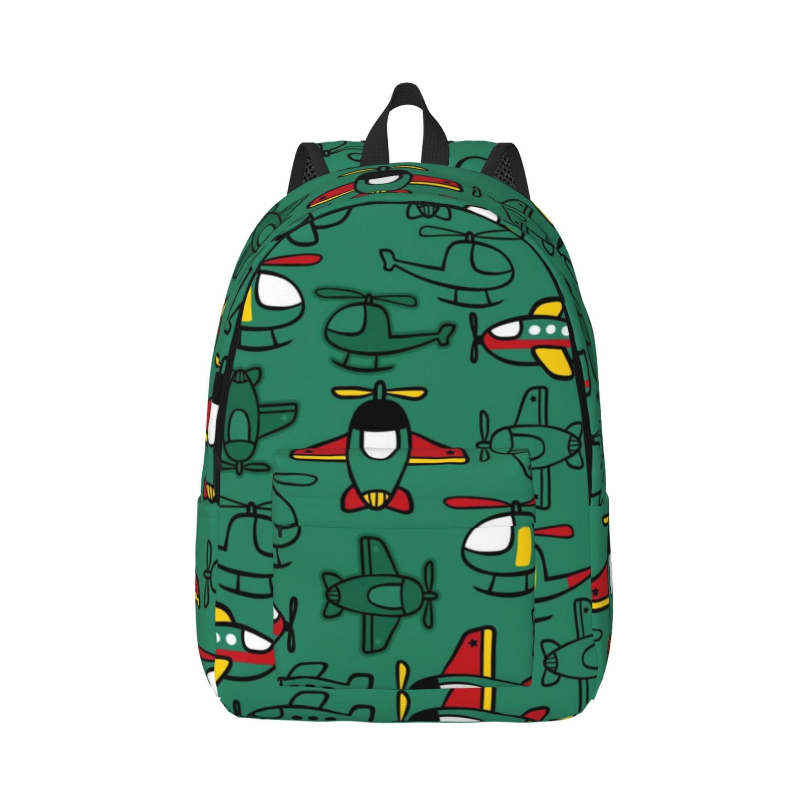 Qokaie Cartoon Air Transportation Pattern Canvas Backpack Travel ...