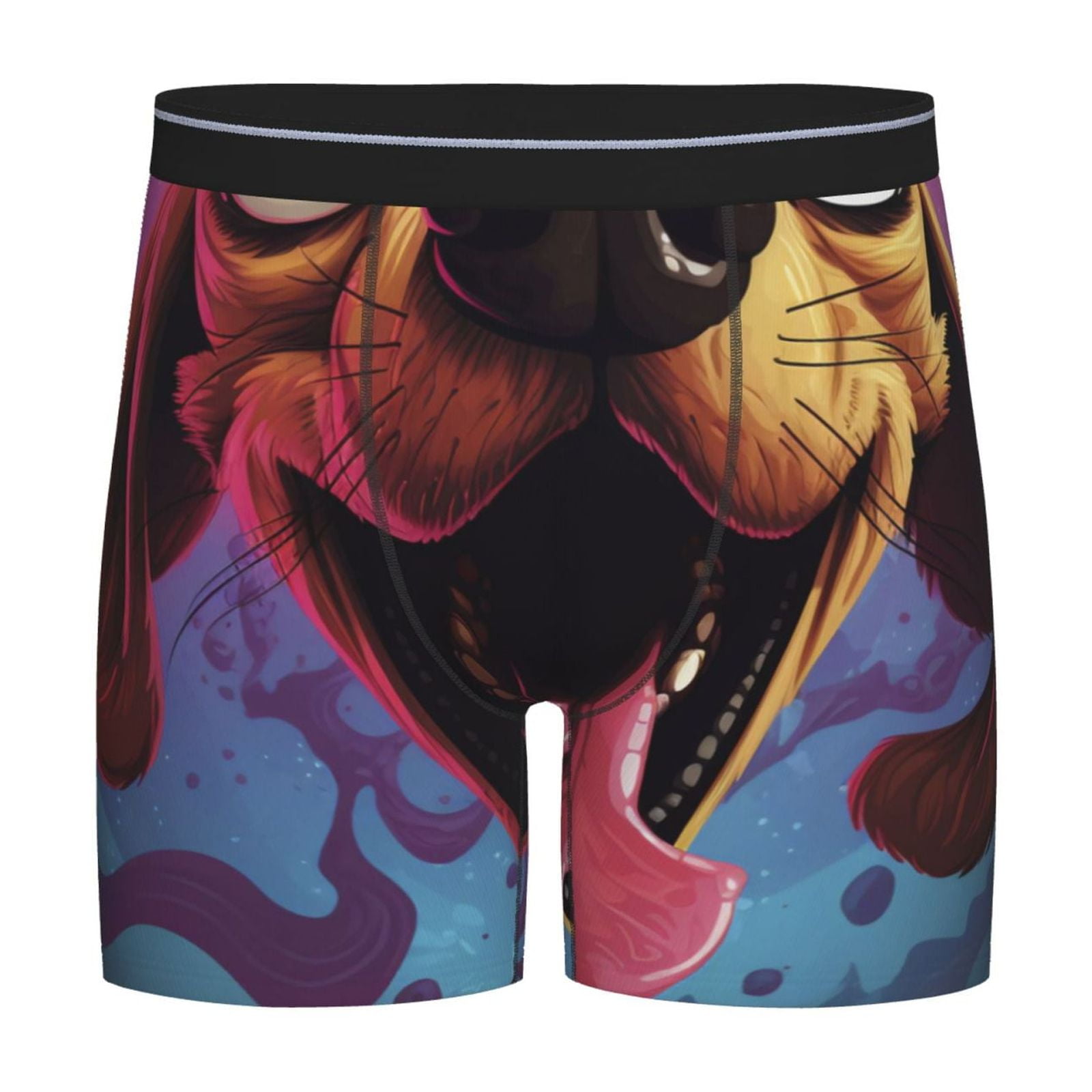 Qokaie Cartoon Big-Eyed Dog for Men's Cotton Briefs Underwear, Long Leg ...